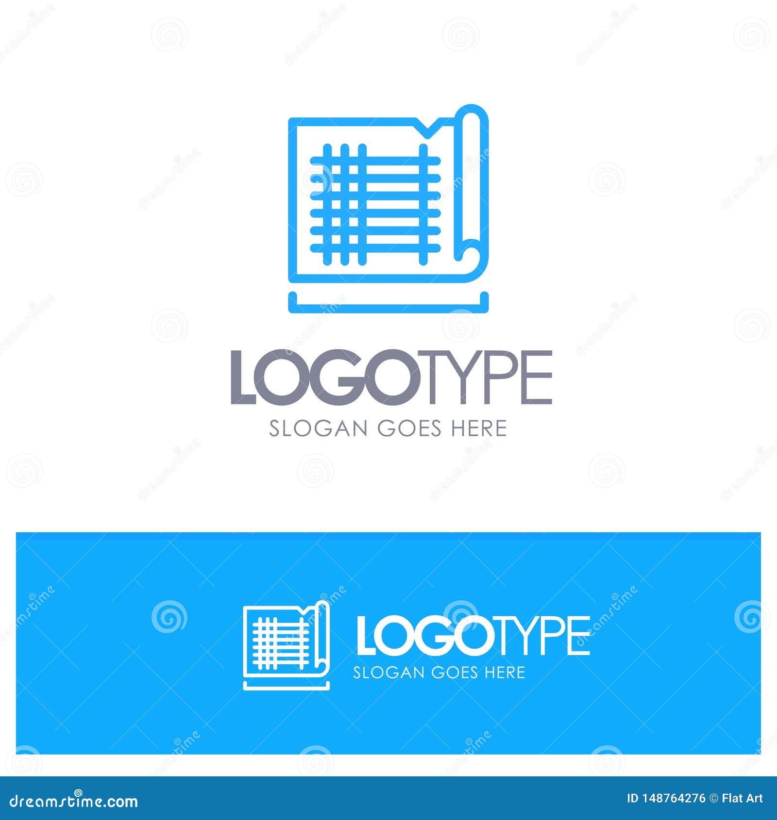 Construction, Drafting, House, Map Blue OutLine Logo with Place for ...