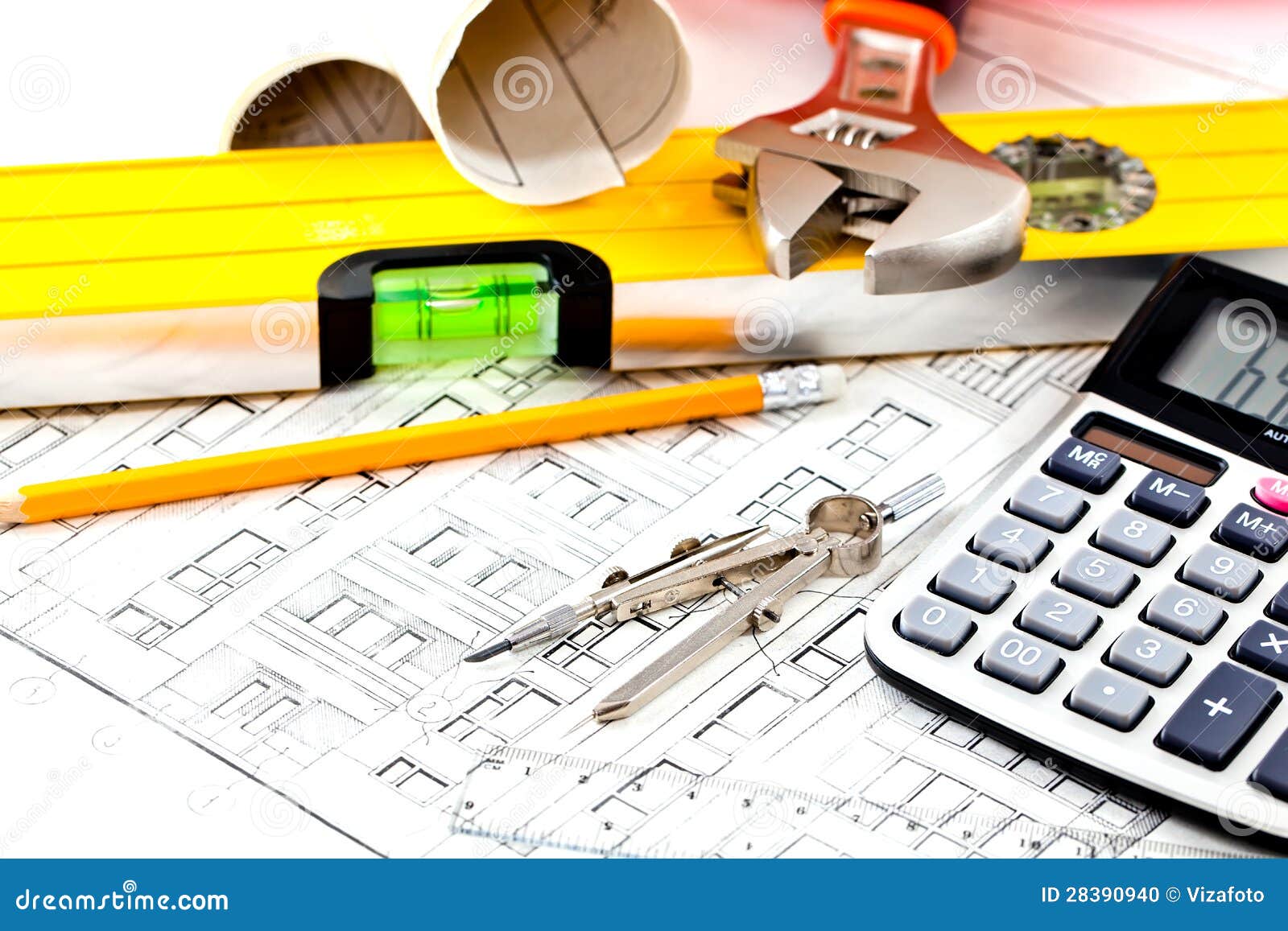 Construction drafts stock photo. Image of contractor - 28390940
