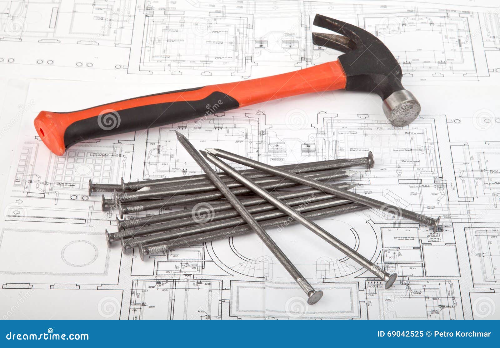 Construction Drafts and Tools Background Stock Image - Image of draft ...