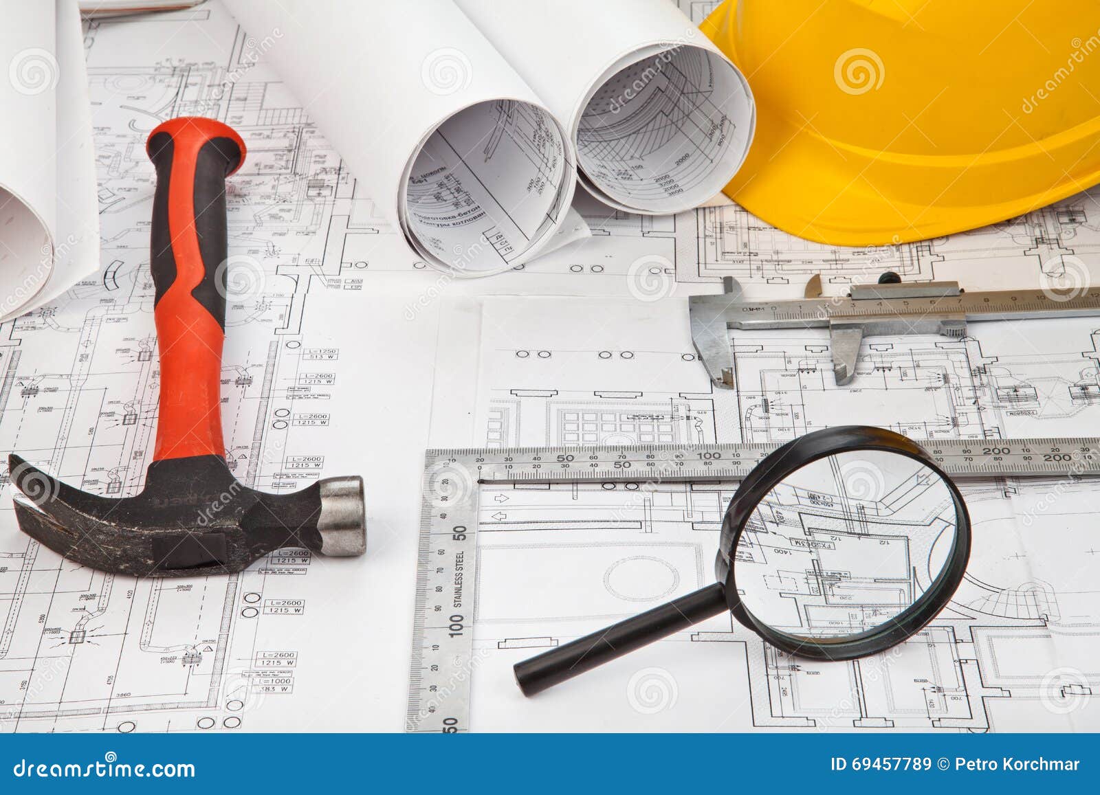 Construction Drafts And Tools Background Royalty-Free Stock Photo ...