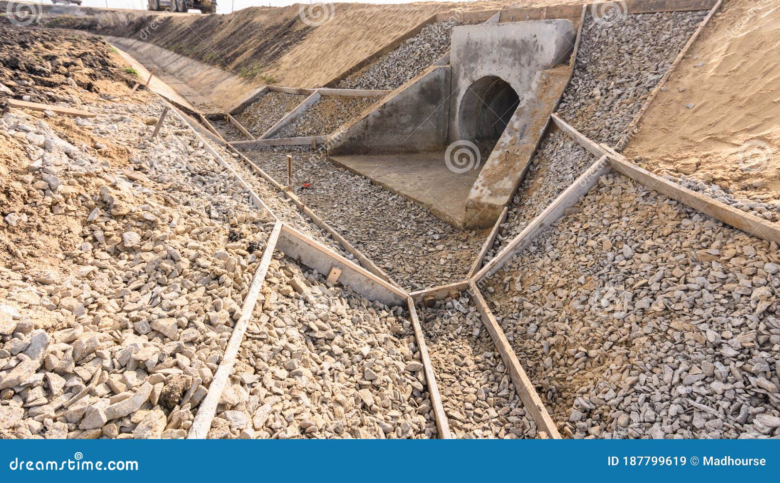 Construction Of A Drainage Ditch Along A Road With A Culvert Under The ...