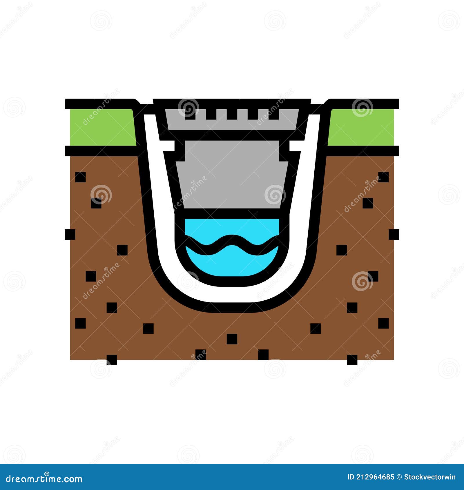 Construction of Drainage System Color Icon Vector Illustration Stock ...