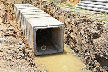 Construction Drains Large for Road Stock Photo - Image of brown, dark ...