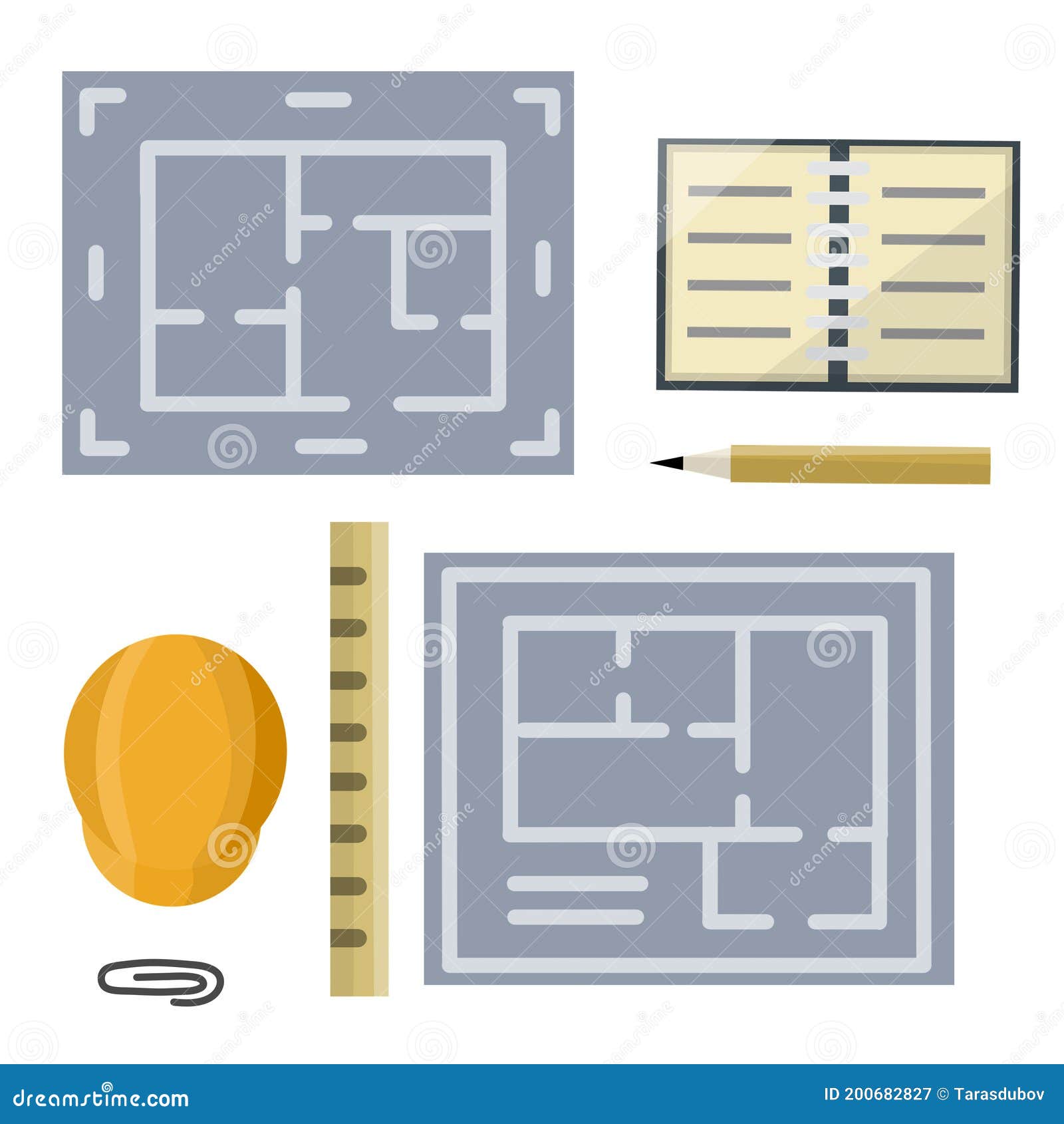 Construction Drawing. Blue Plan on Paper Stock Vector - Illustration of ...