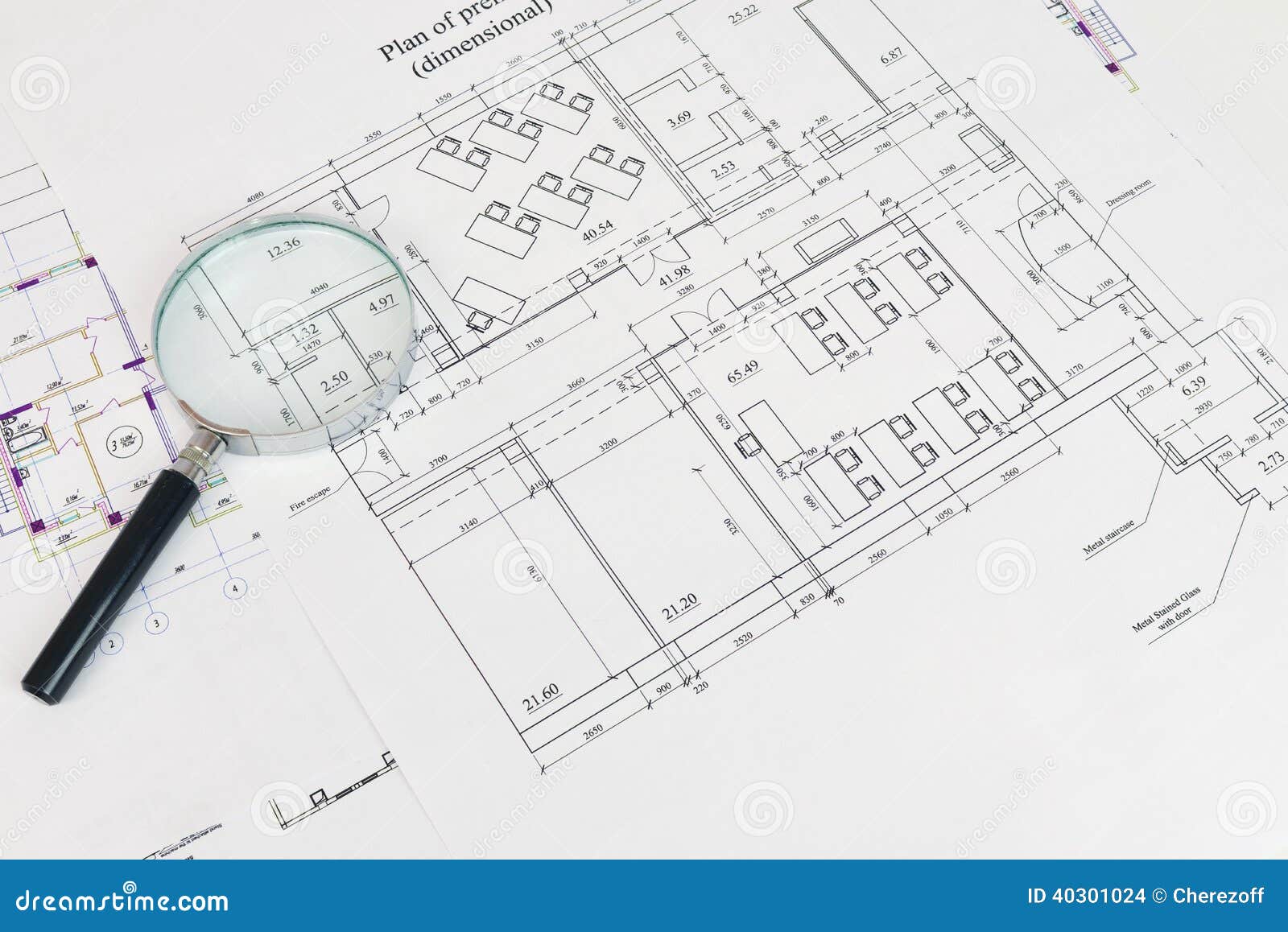 Construction Drawing. the Desk Architect Stock Photo - Image of ...
