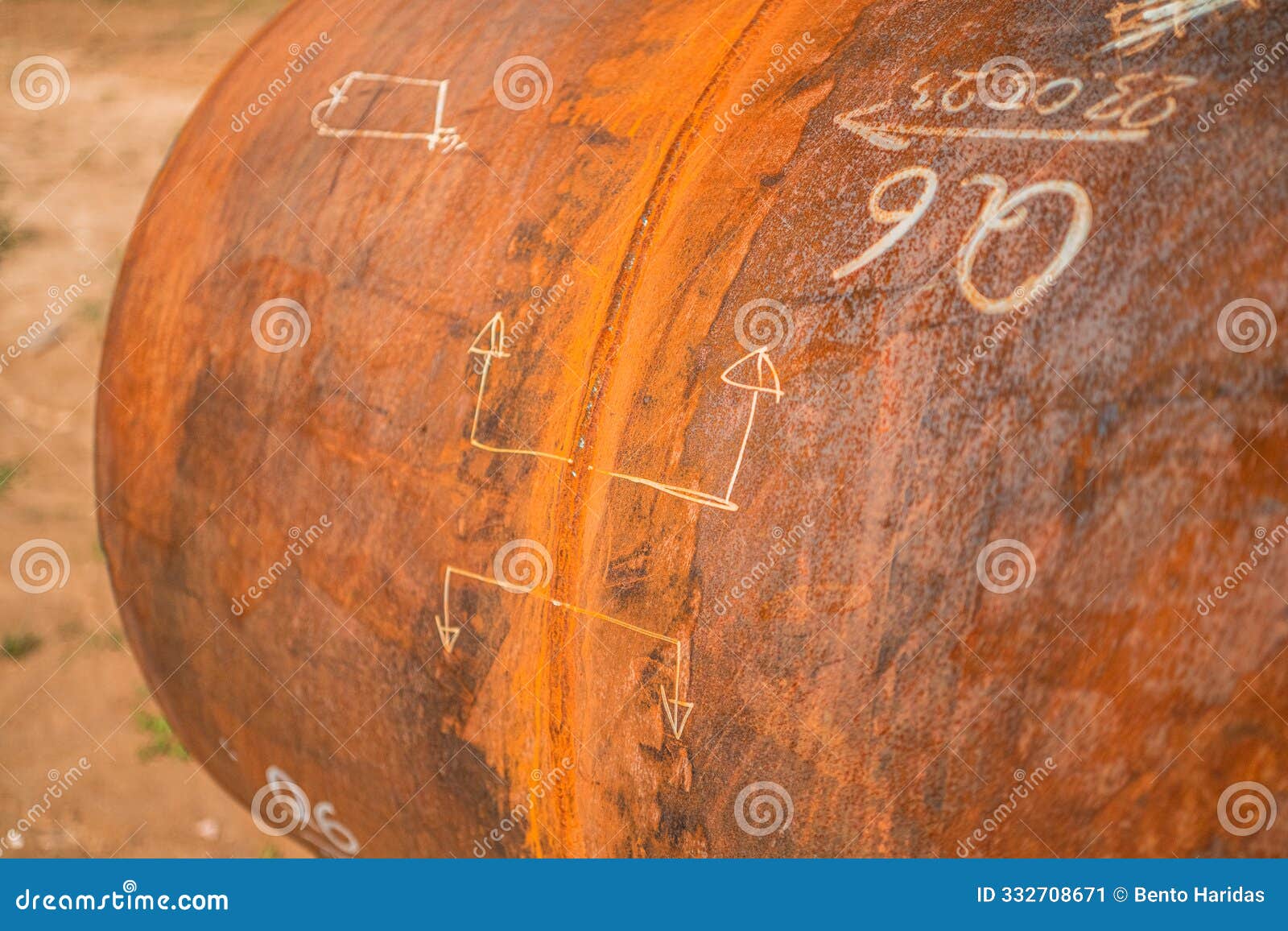 Construction Drawing Draft on Metal Pipe Material Stock Image - Image ...