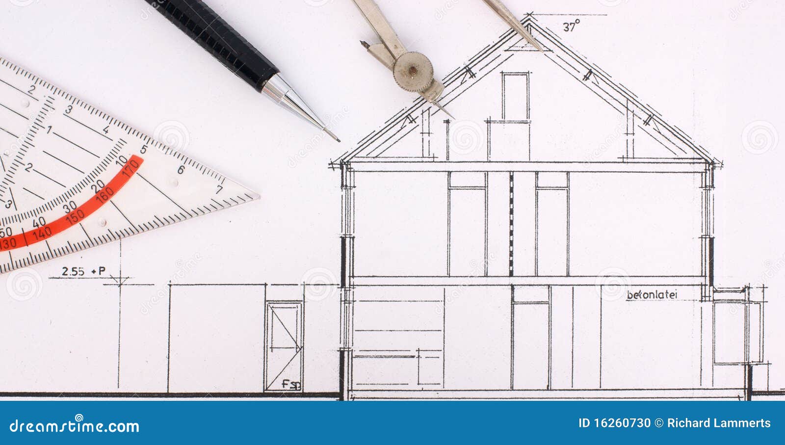 Construction Drawing of an House Stock Photo - Image of draft, house ...