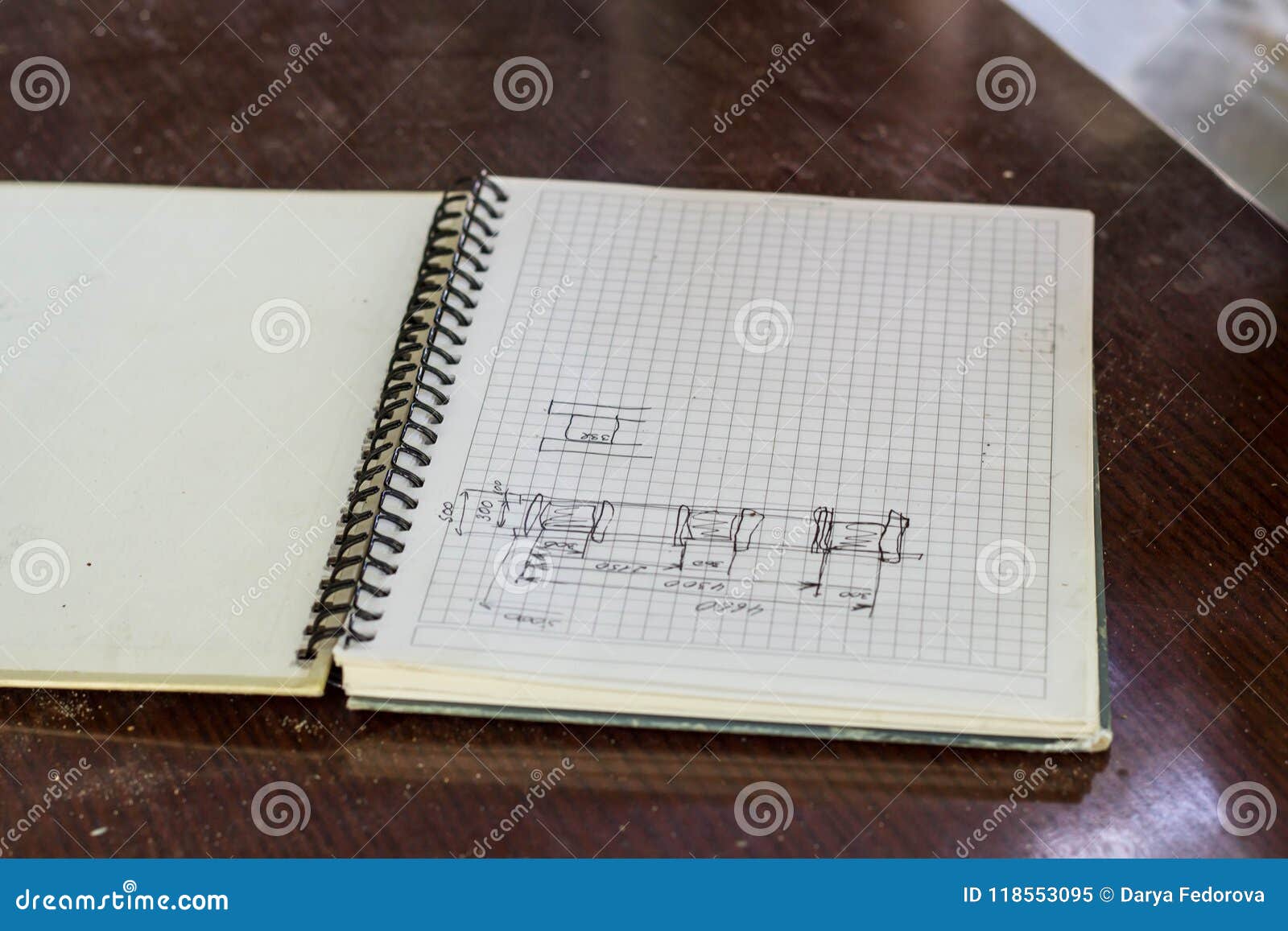 Construction Drawing in the Notebook with Pen Stock Image - Image of ...