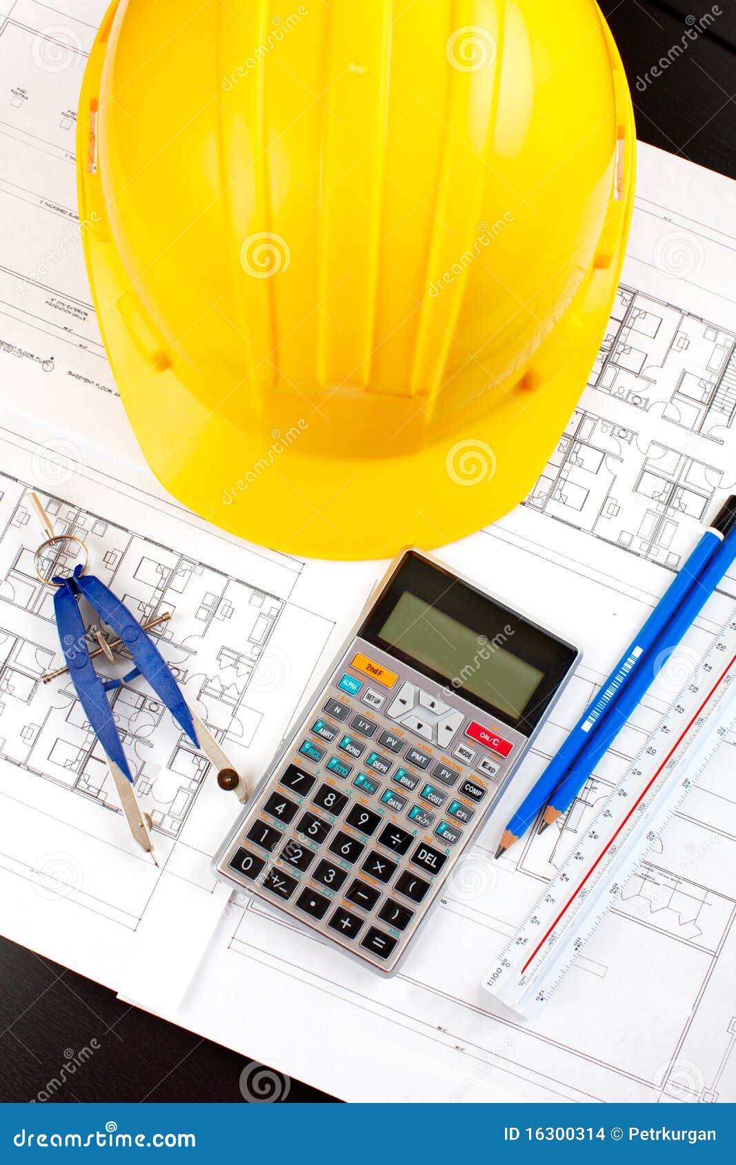 Construction Drawing and Tools Stock Photo - Image of architecture ...