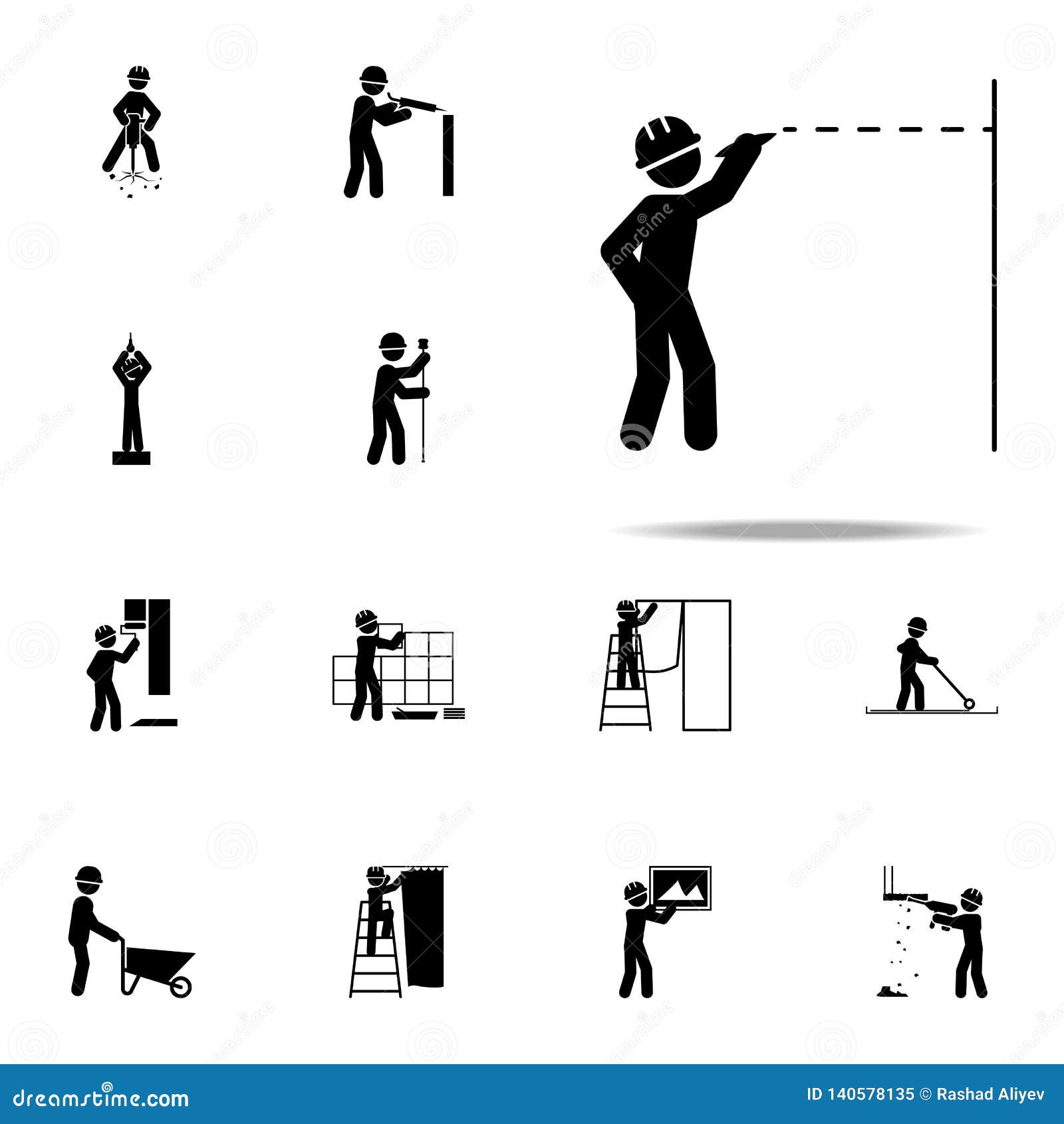 Construction, Drawing Worker Icon. Construction People Icons Universal ...