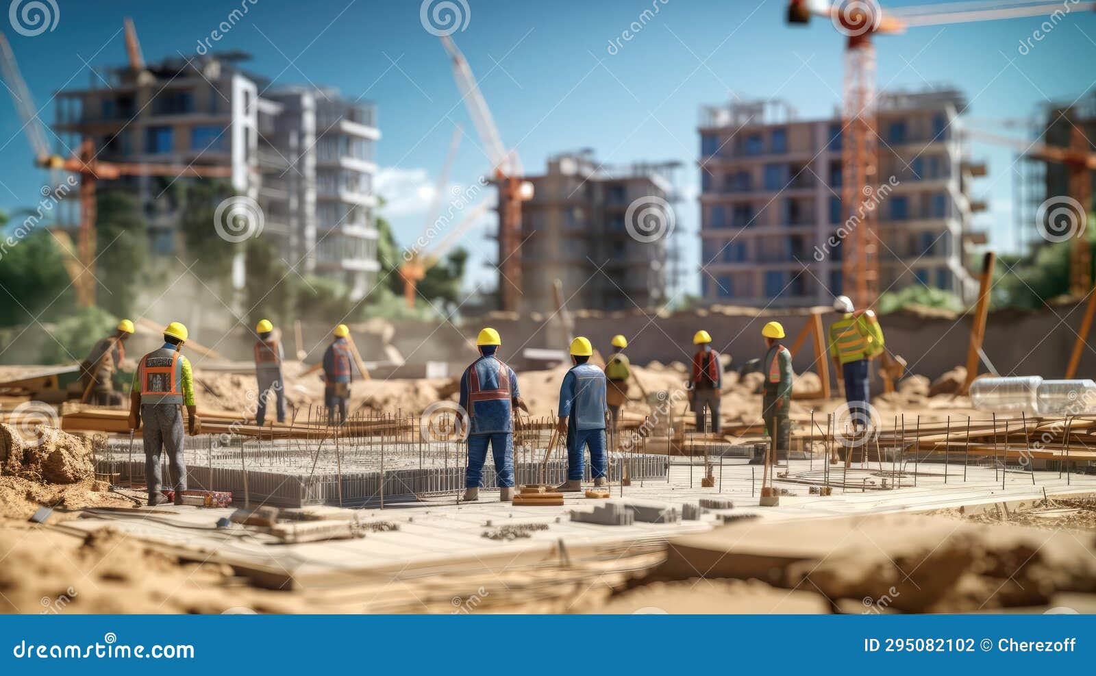 Construction Drawings on the Background of the Construction Site Stock ...