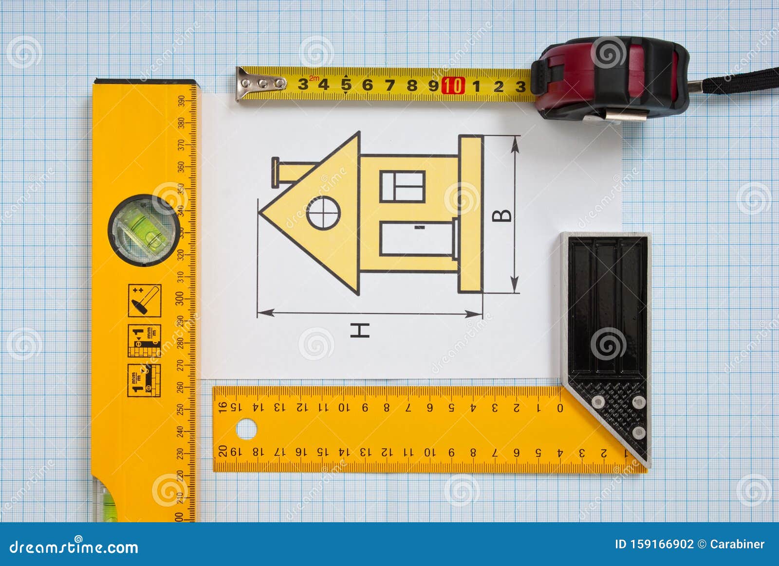 Construction drawings stock photo. Image of equipment - 159166902