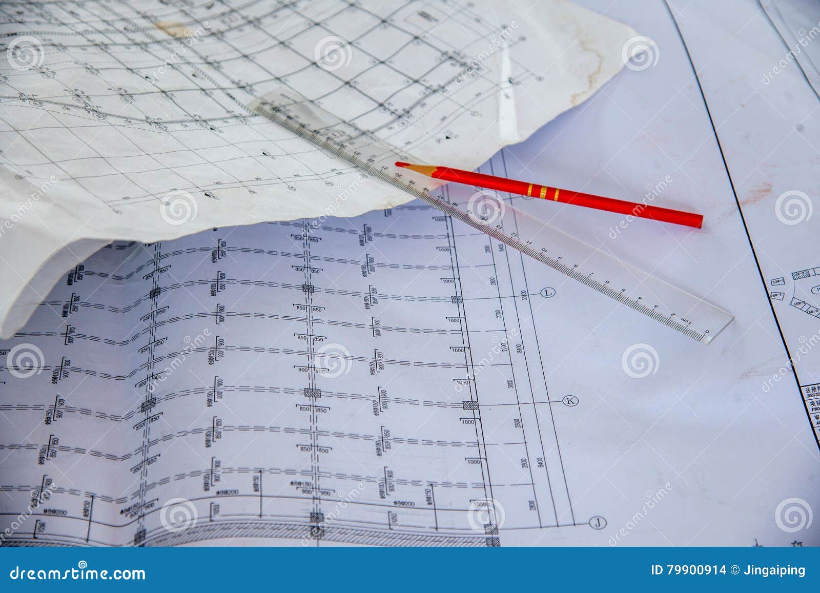 Construction Drawings on Construction Sites Stock Photo - Image of ...