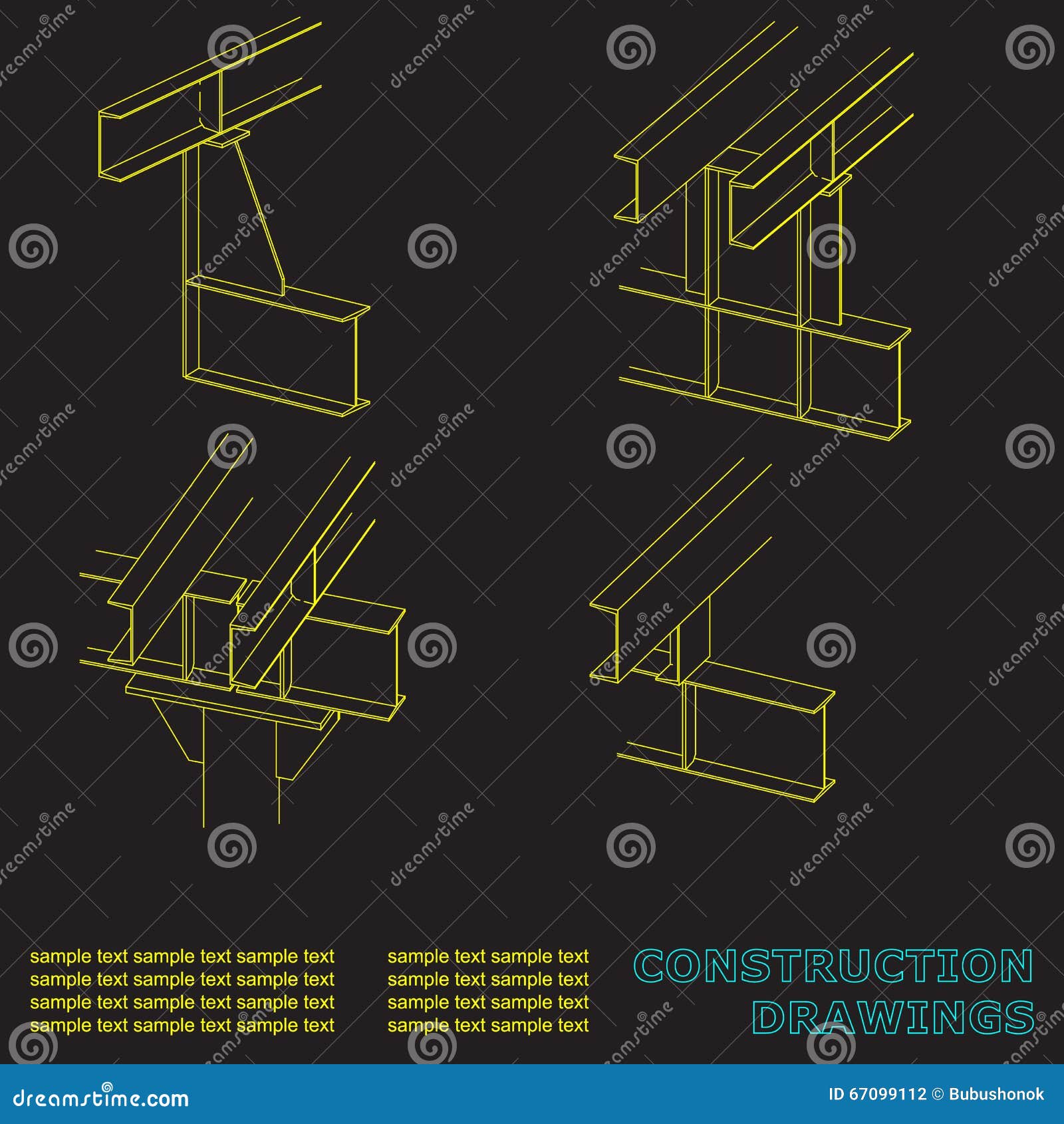 Construction Drawings. 3D Metal Construction. the Beams and Columns ...