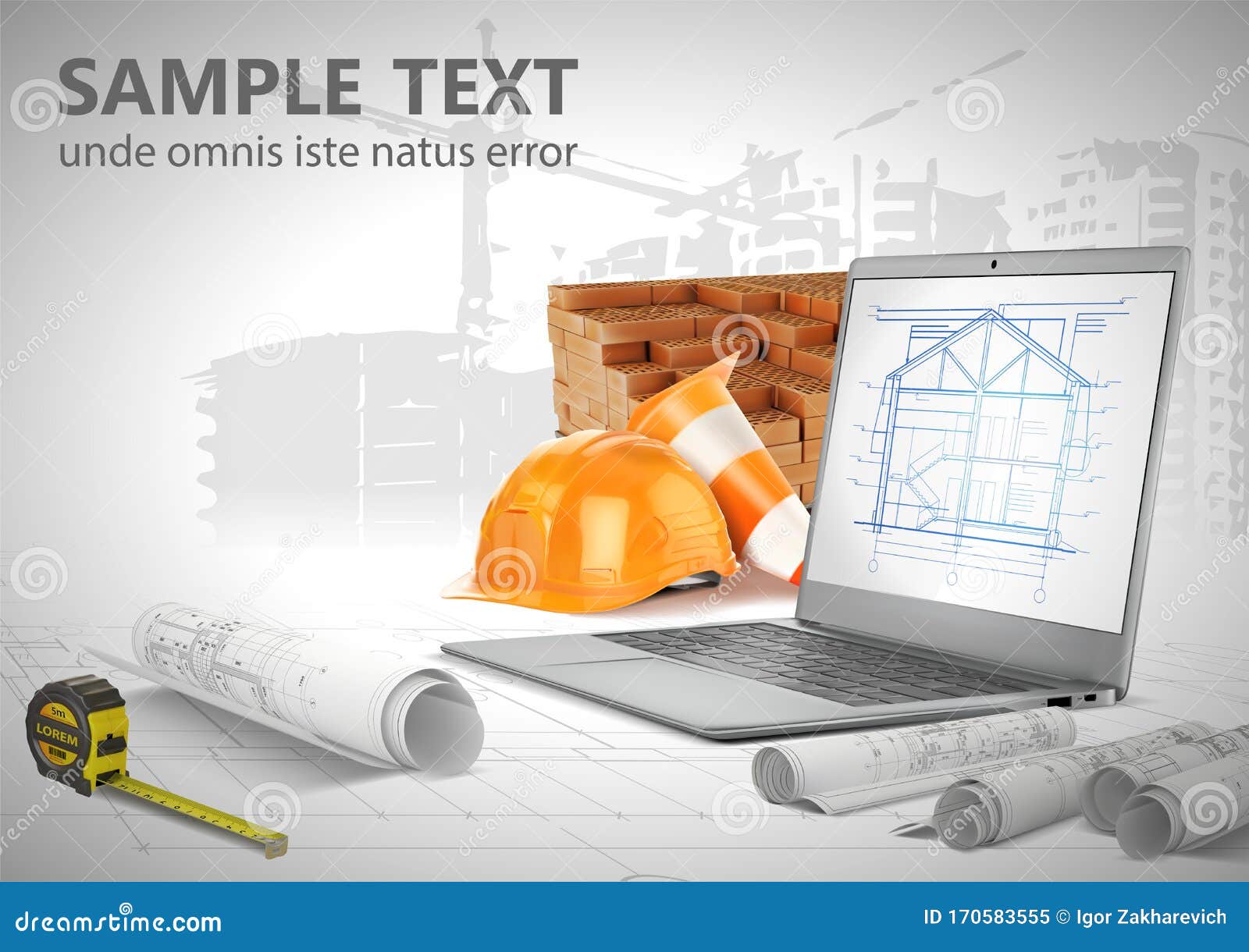 Construction Drawings with Elements of Building Materials. Stock Vector ...