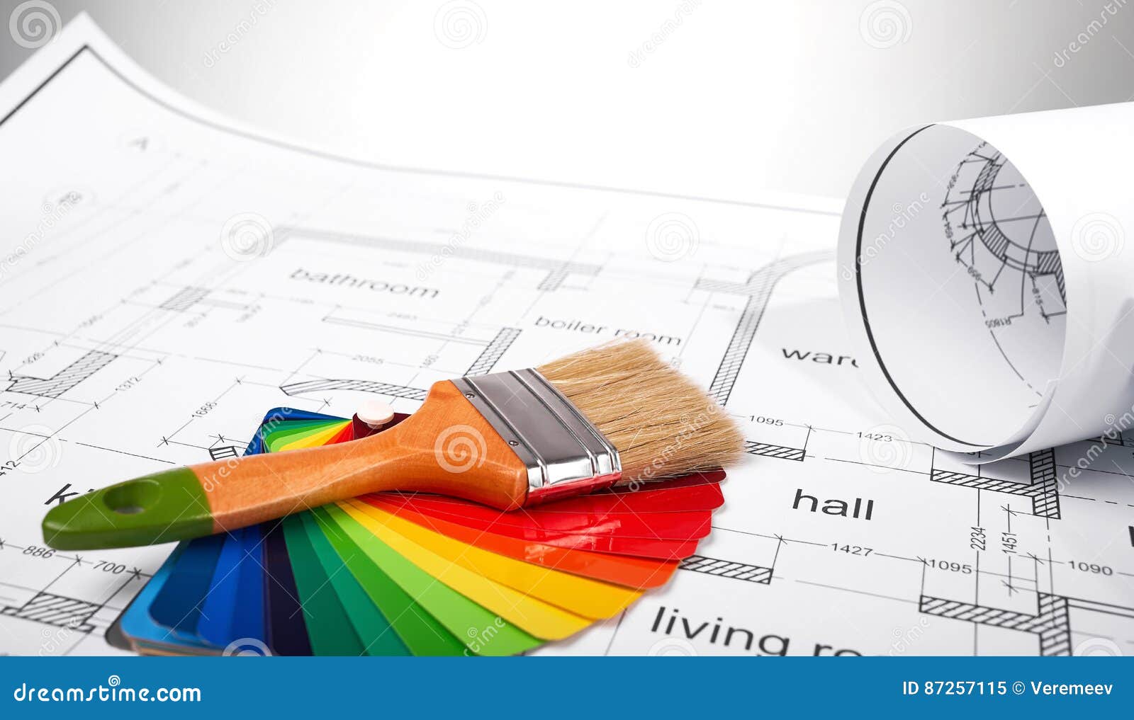 Construction Drawings and Tools Stock Image - Image of home ...