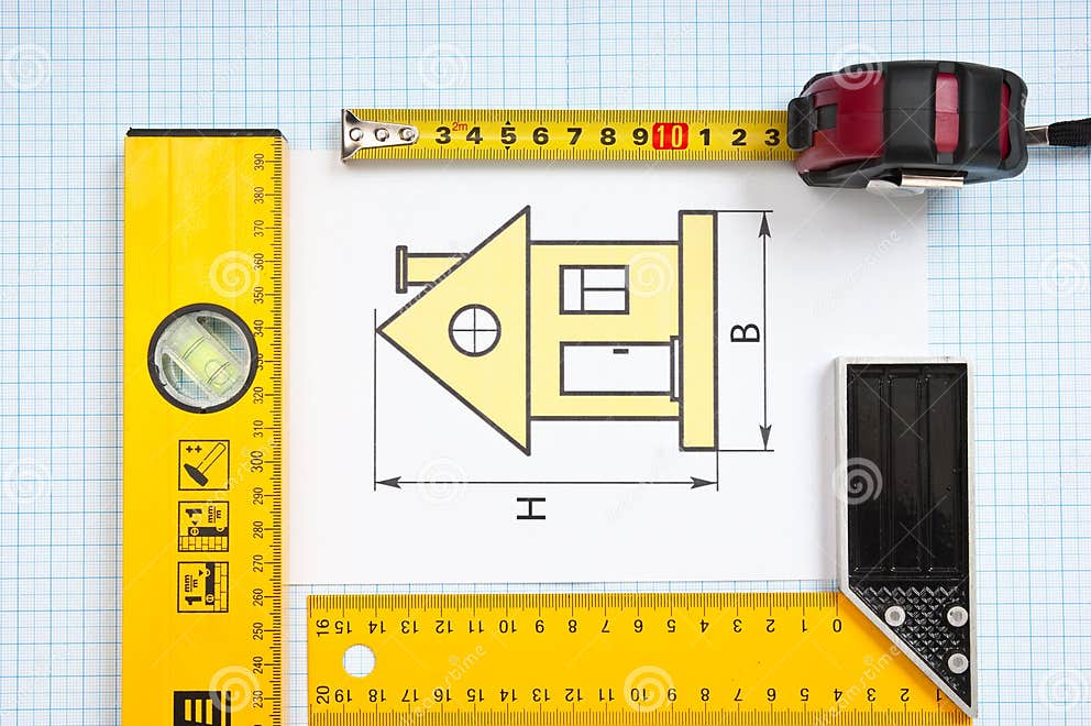 Construction drawings stock photo. Image of ruler, delineation - 142760312