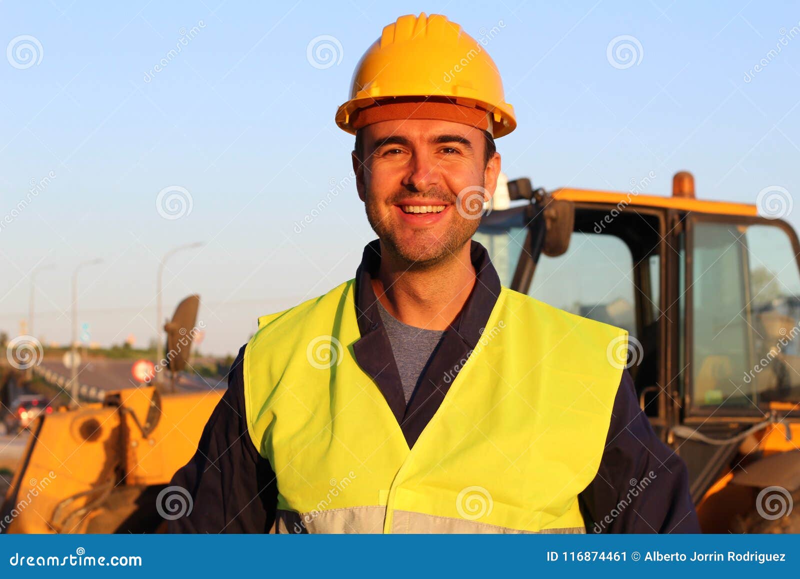 Construction Driver with Excavator on the Background Stock Image ...