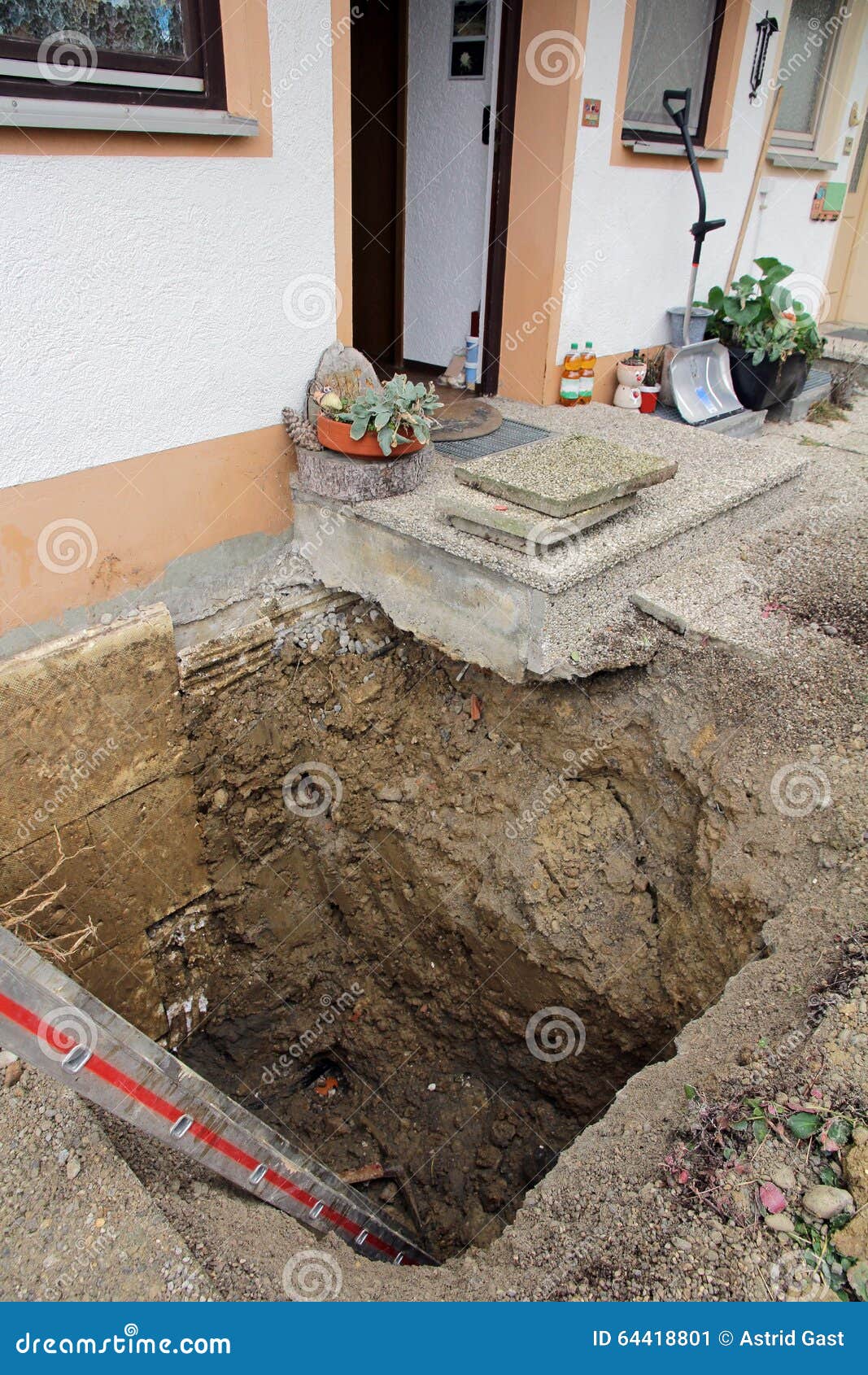 Construction Due To a Broken Water Pipes Stock Image - Image of ...