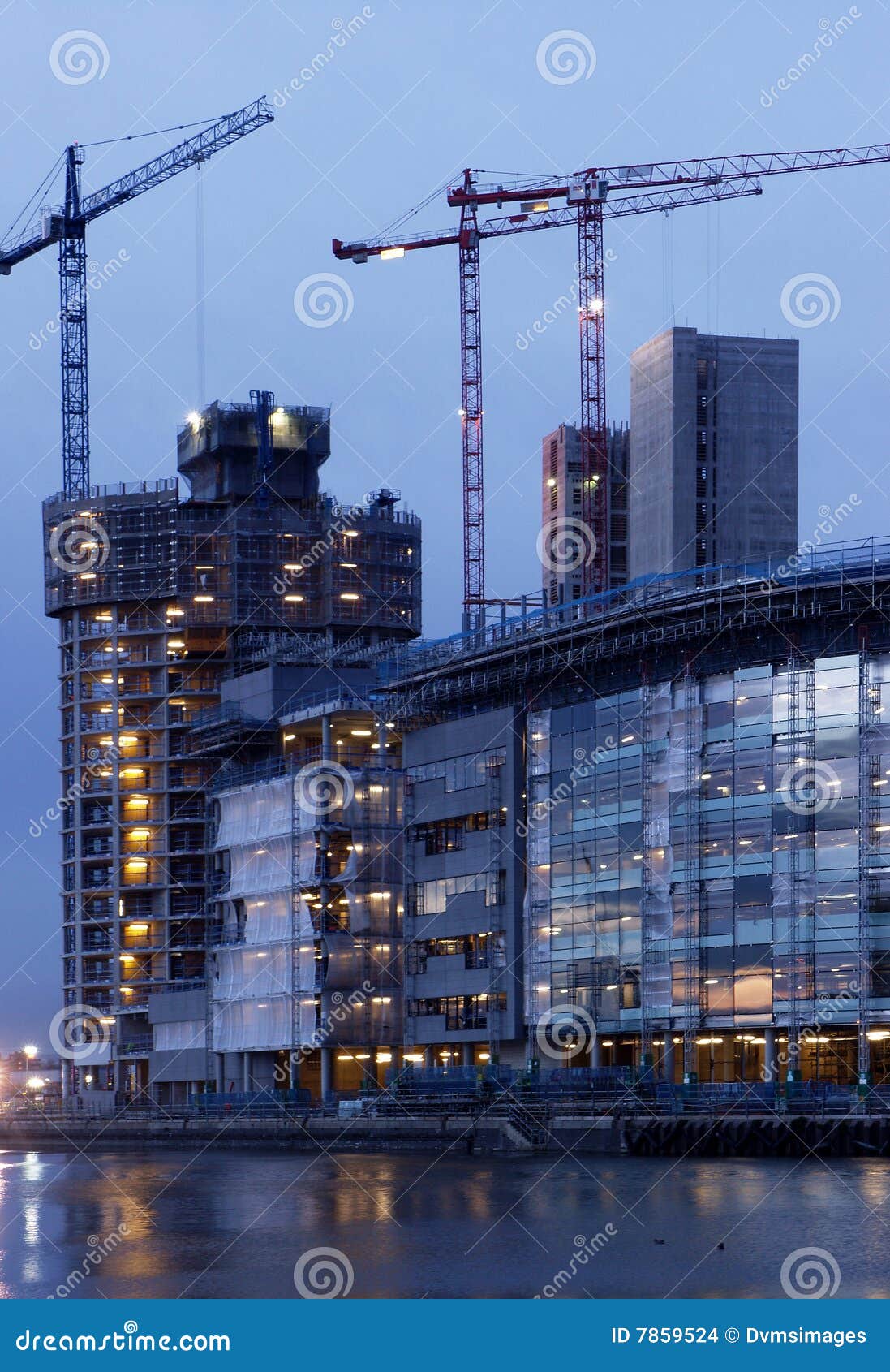 Construction at dusk stock photo. Image of dockside, waterside - 7859524