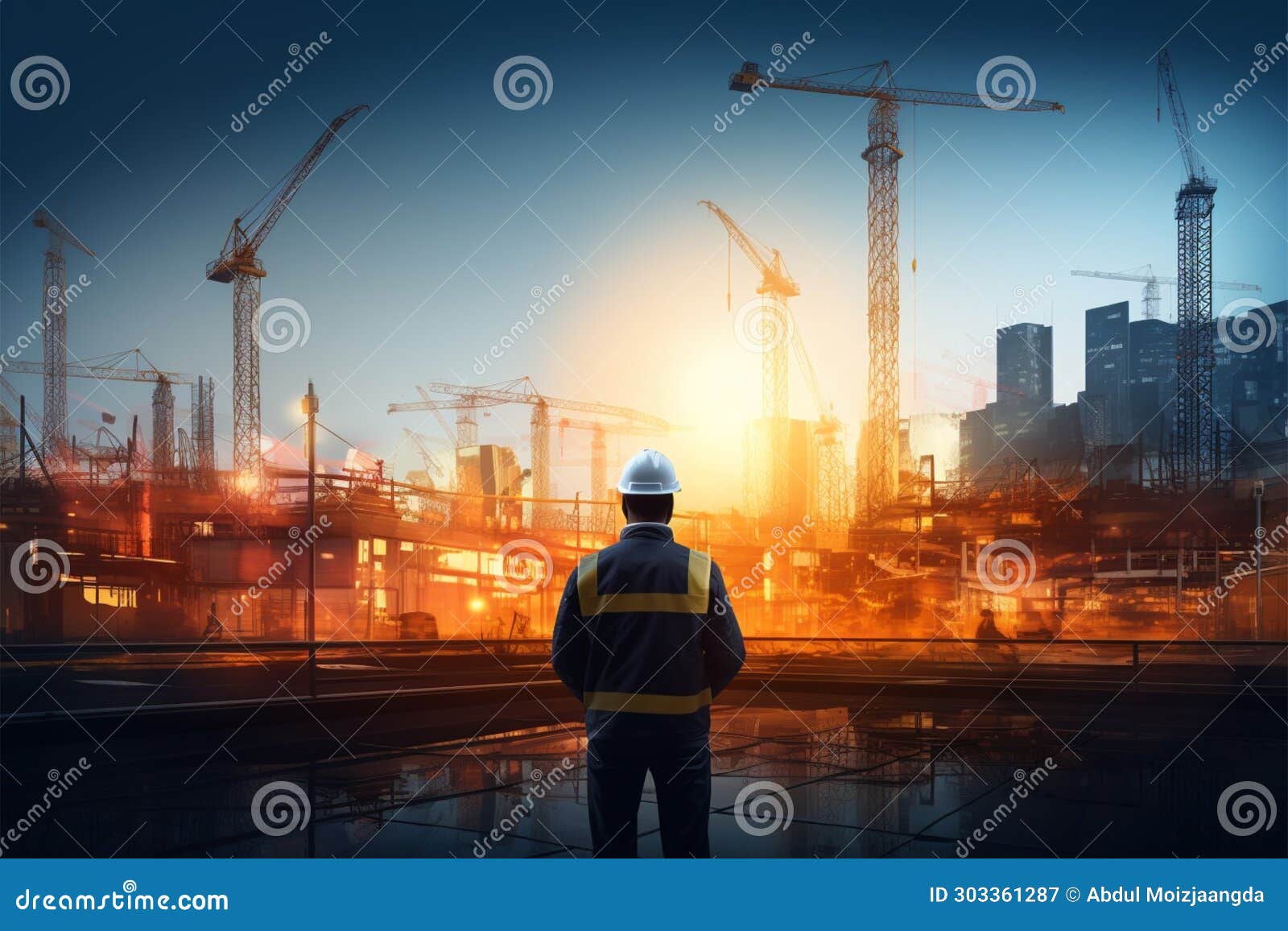 Construction Dynamics Engineers at Work Against an Industrial Backdrop ...