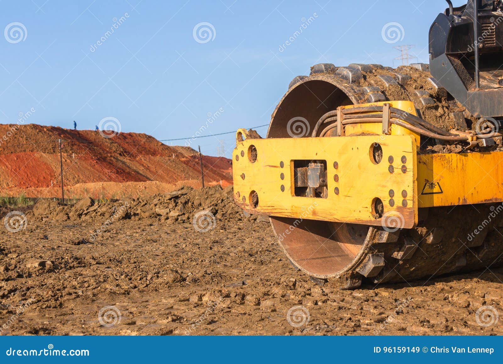 Construction Earthworks Compactor Machine Closeup Stock Image - Image ...