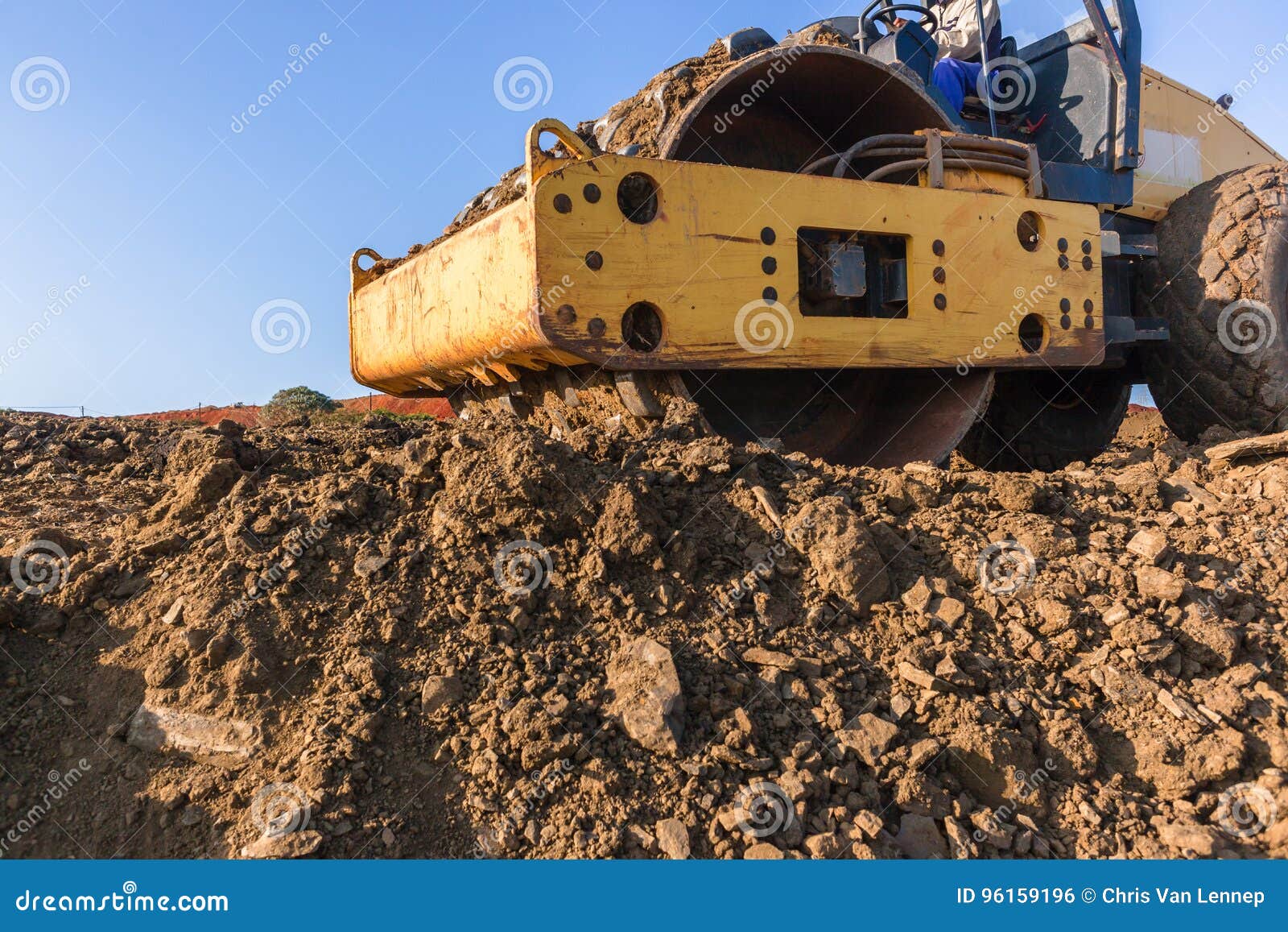 Construction Earthworks Compactor Machine Closeup Stock Photo - Image ...