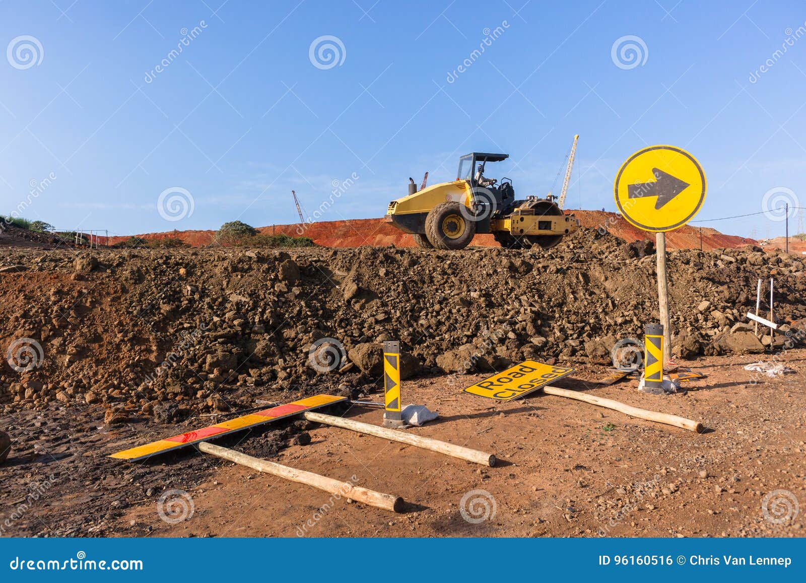 Construction Earthworks Compactor Machine Landscape Stock Photo - Image ...