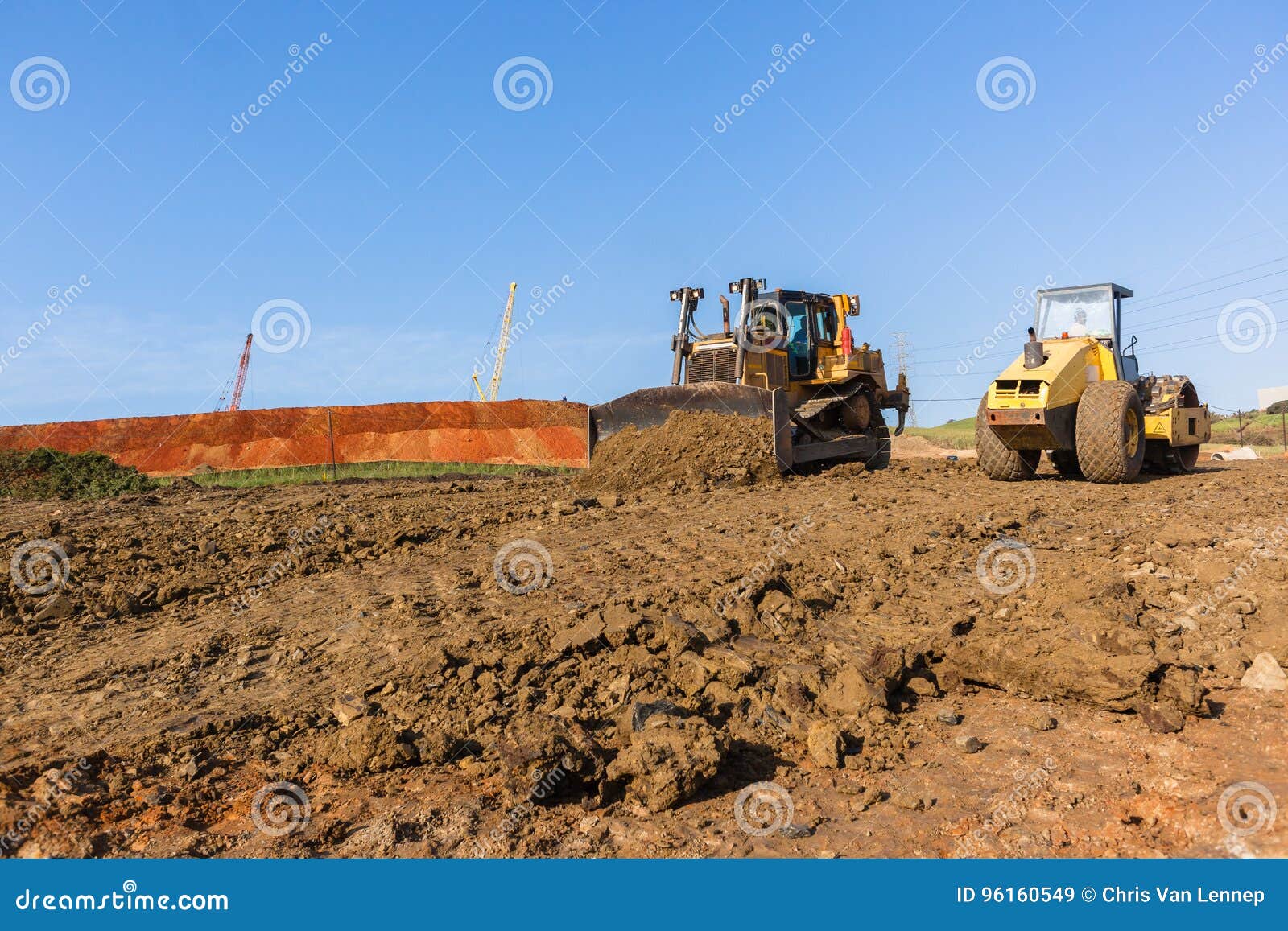 Construction Earthworks Mover Compactor Machines Stock Image - Image of ...