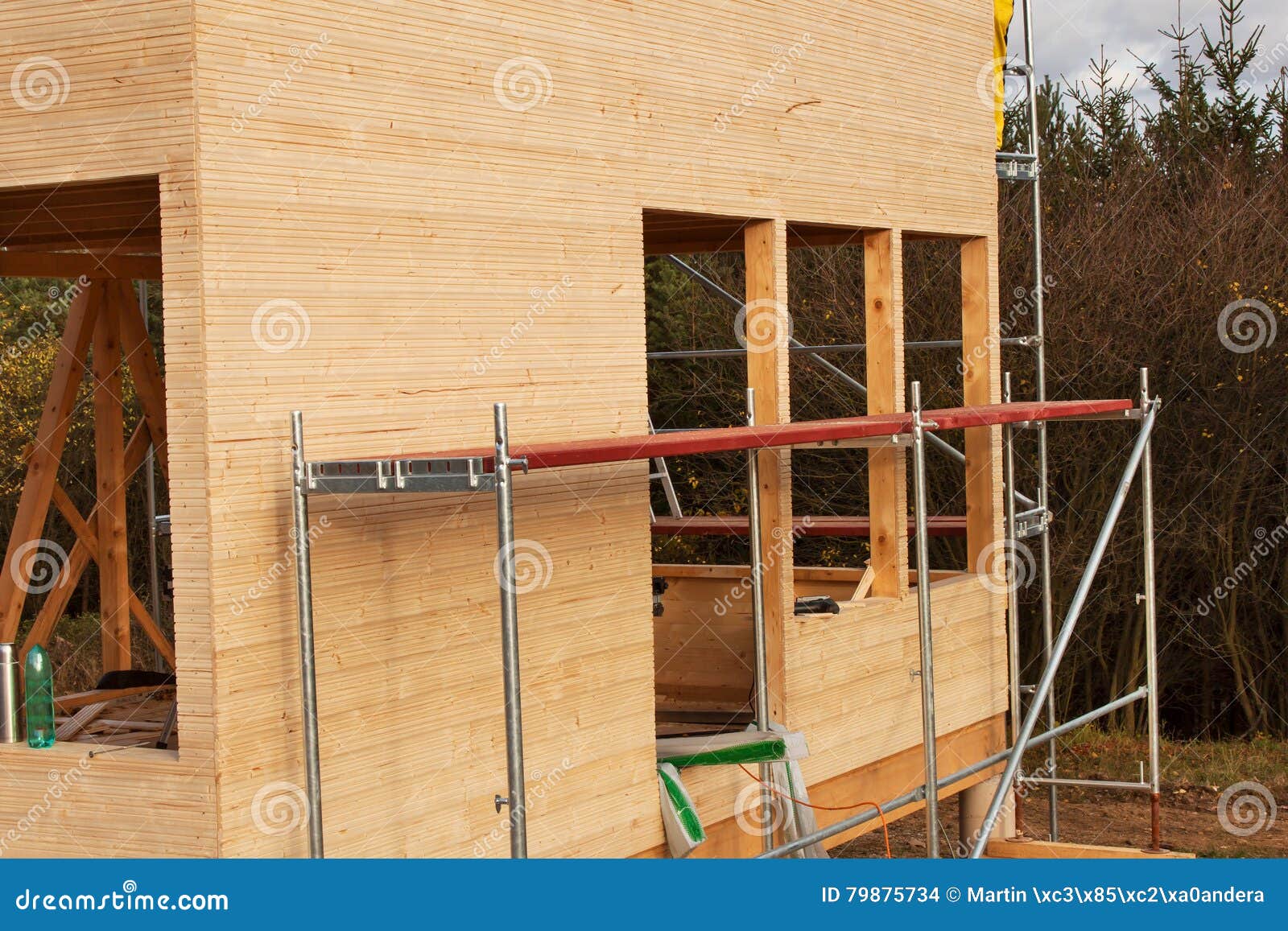 Construction of Ecological House. External Work on the Building ...