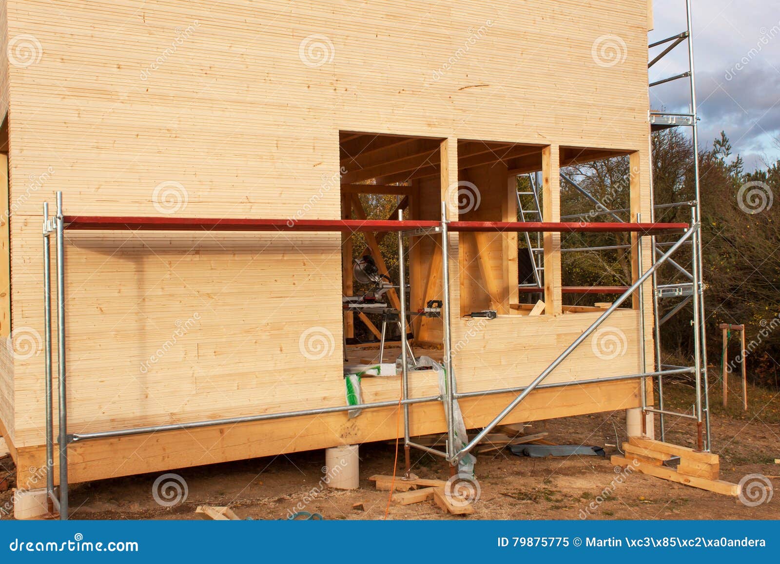 Construction of Ecological House. External Work on the Building ...