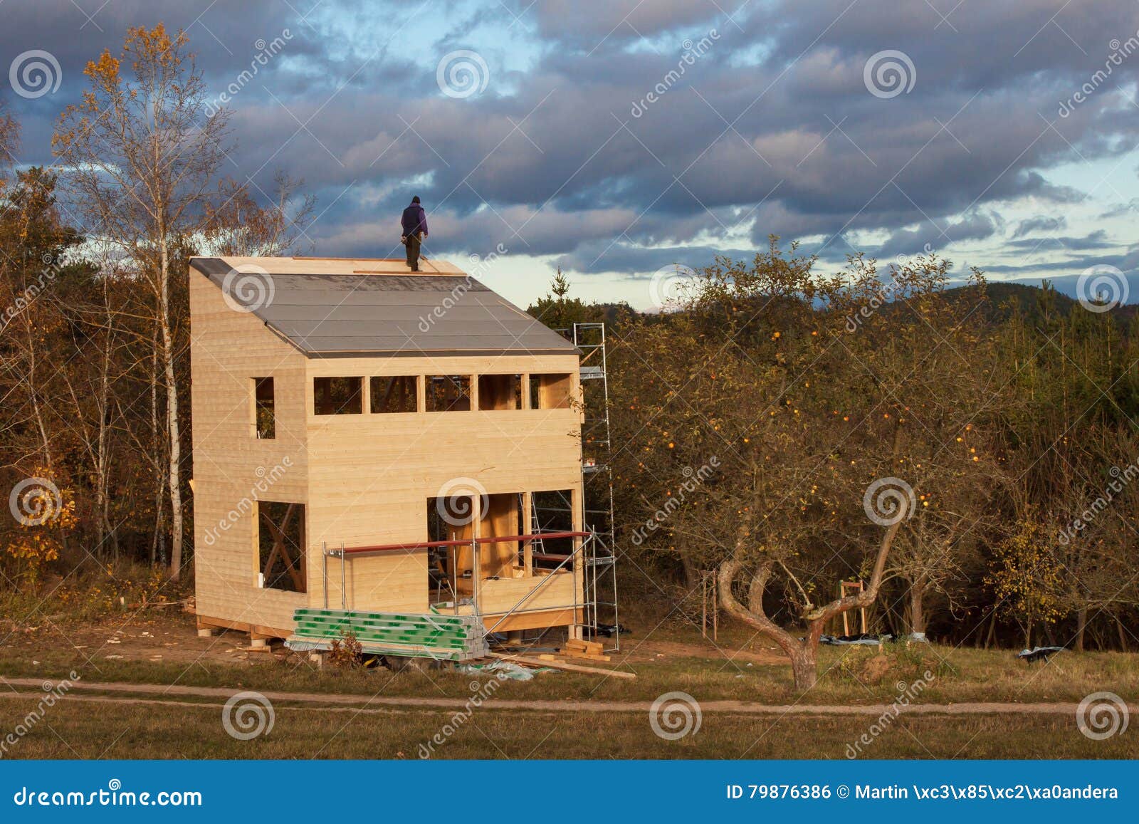 Construction of Ecological House. External Work on the Building ...