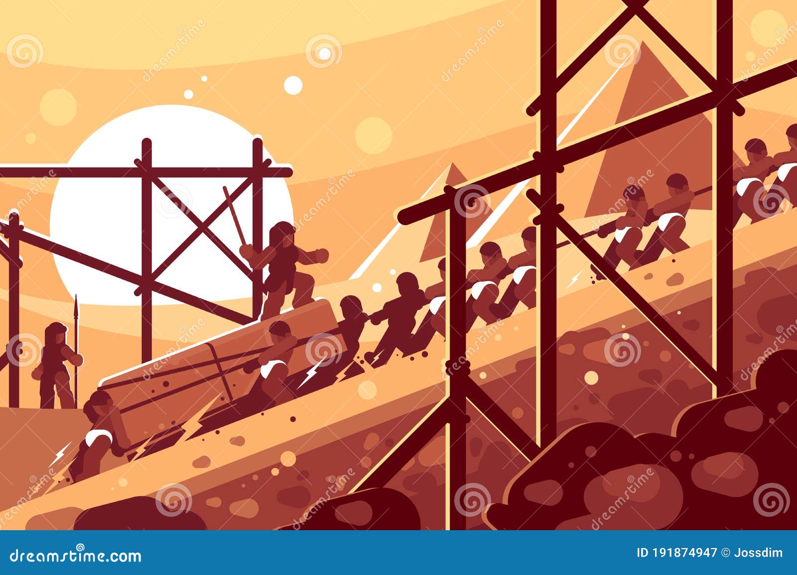 Construction of Egyptian Pyramids Stock Illustration - Illustration of ...