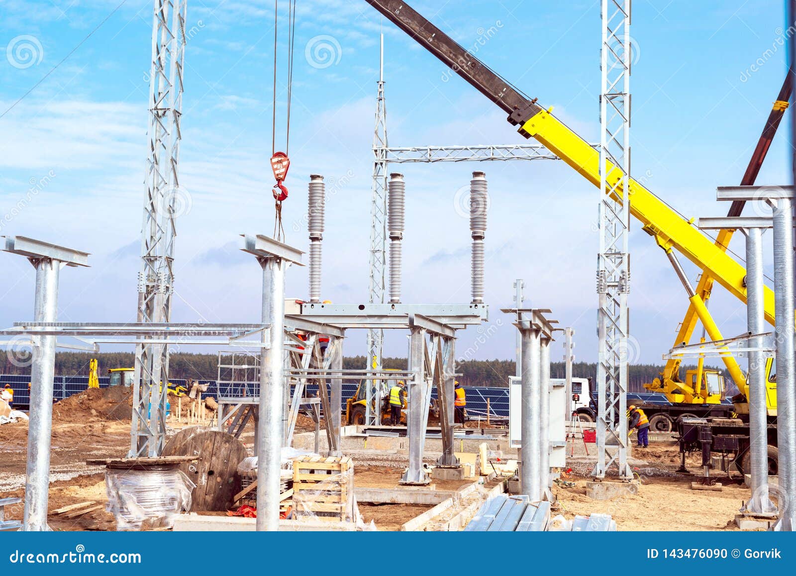 Construction of Electrical Substation and Equipment Installation Stock ...