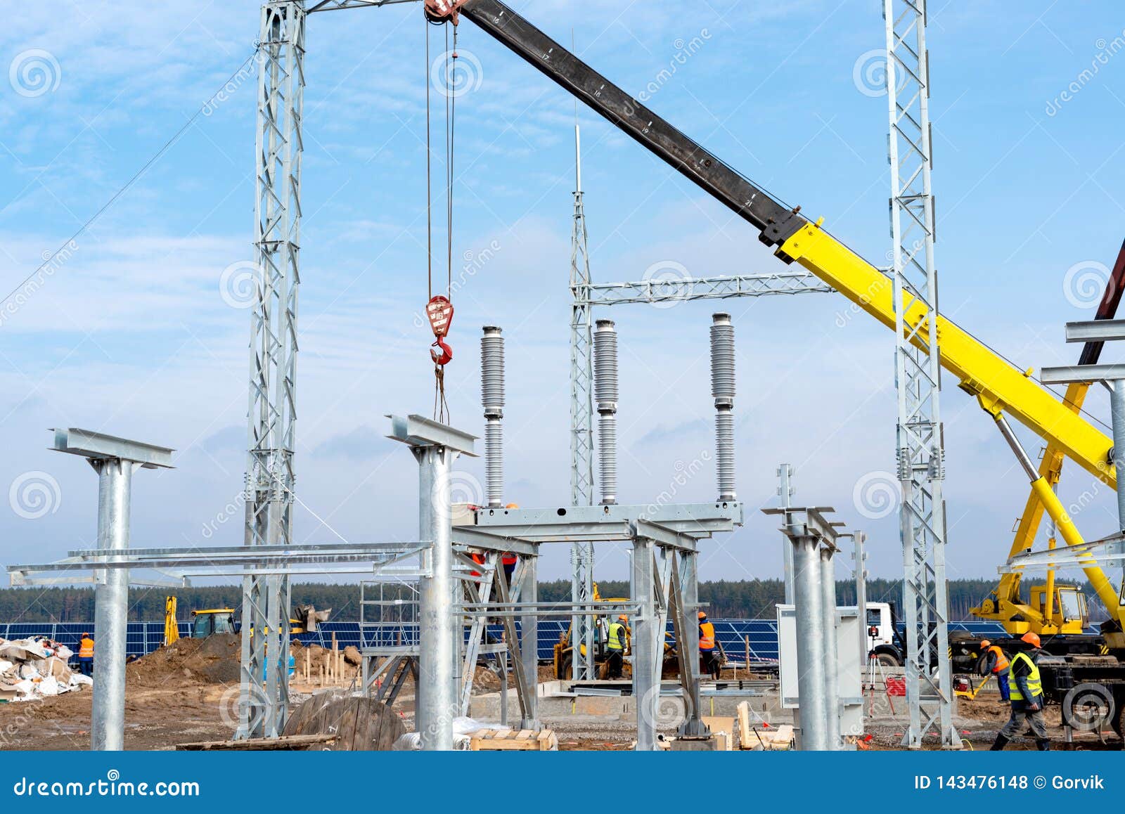 Construction of Electrical Substation and Equipment Installation Stock ...