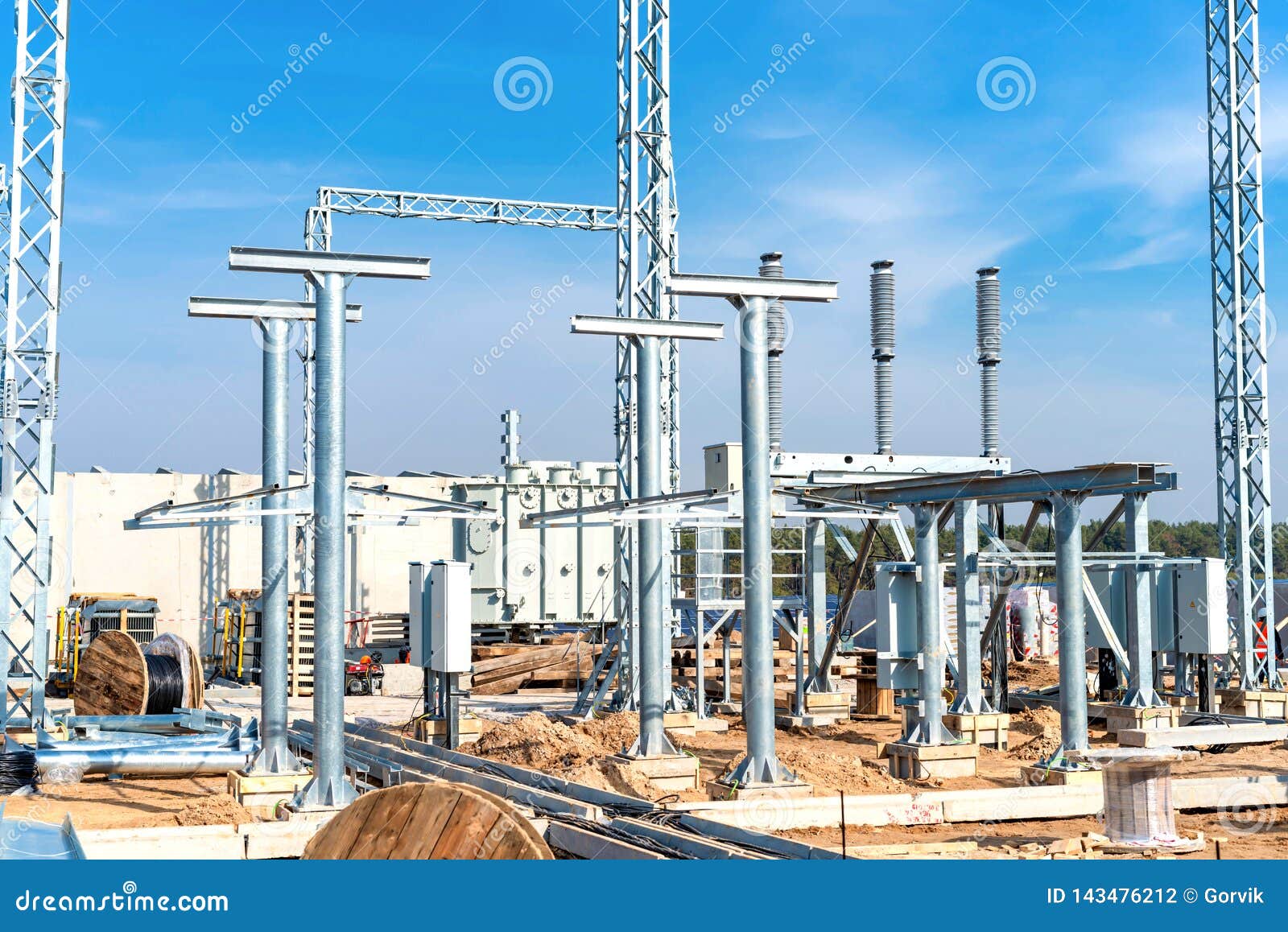 Construction of Electrical Substation and Equipment Installation Stock ...