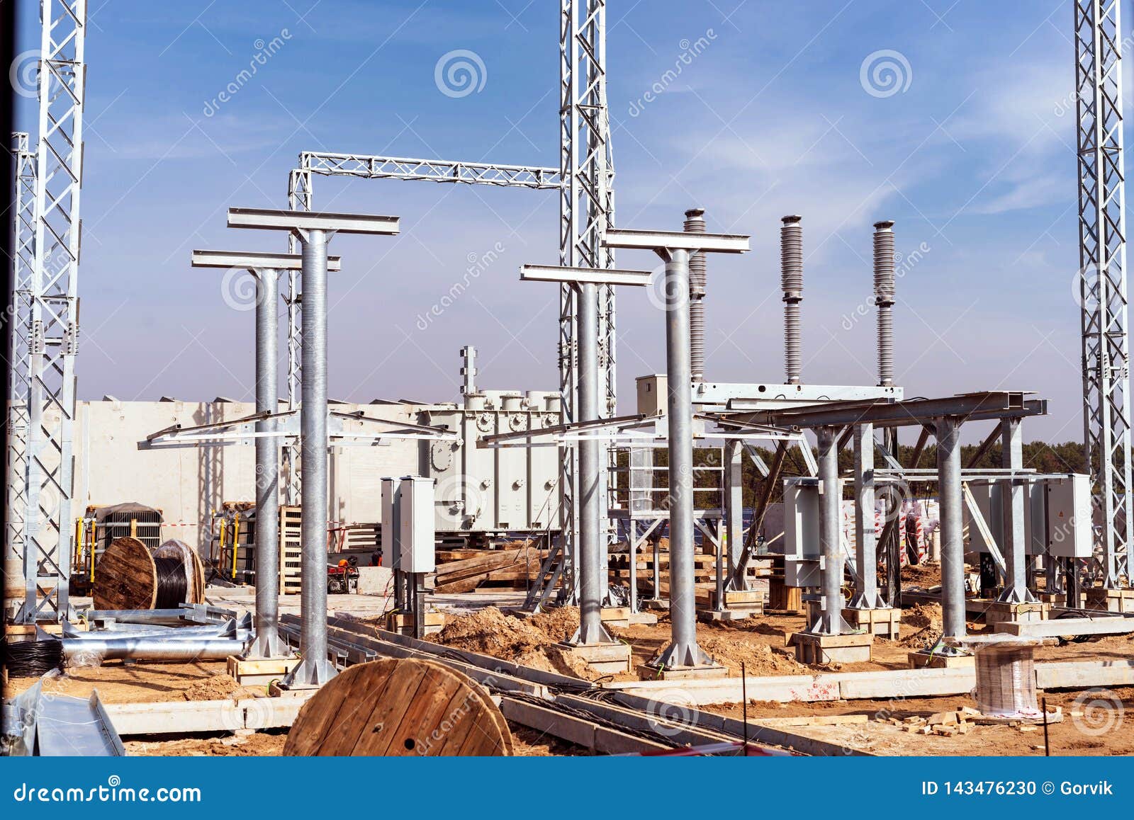 Construction of Electrical Substation and Equipment Installation Stock ...