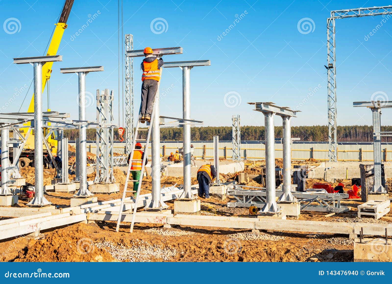 Construction of Electrical Substation and Equipment Installation Stock ...