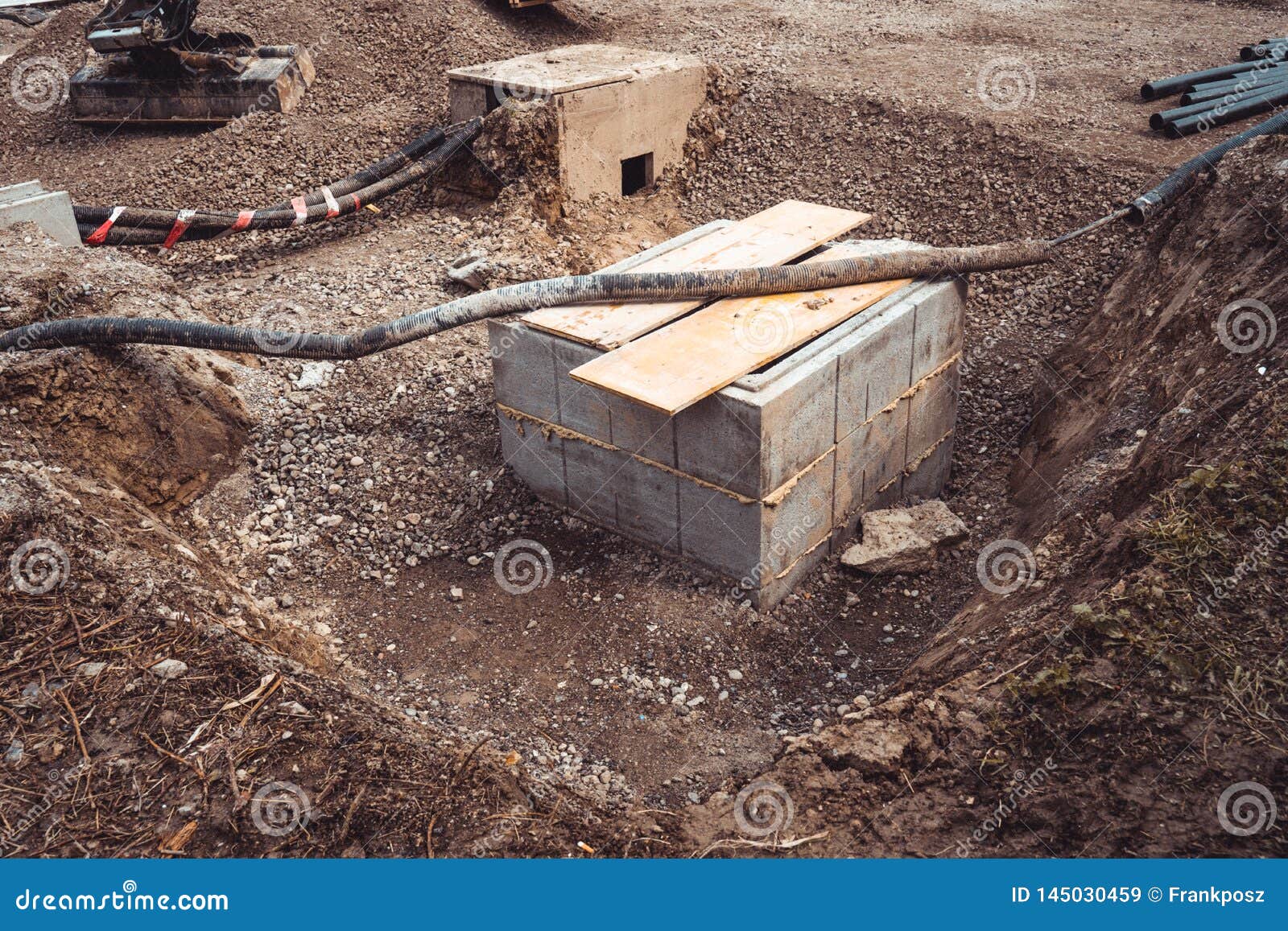 The Construction of an Electrical System in the Ground Stock Image ...