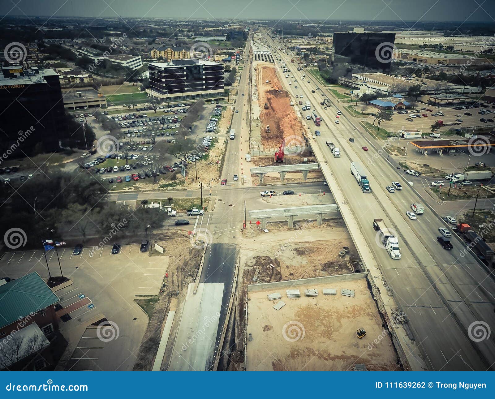 Construction of Elevated Highway in Progress in Houston, Texas, Stock ...