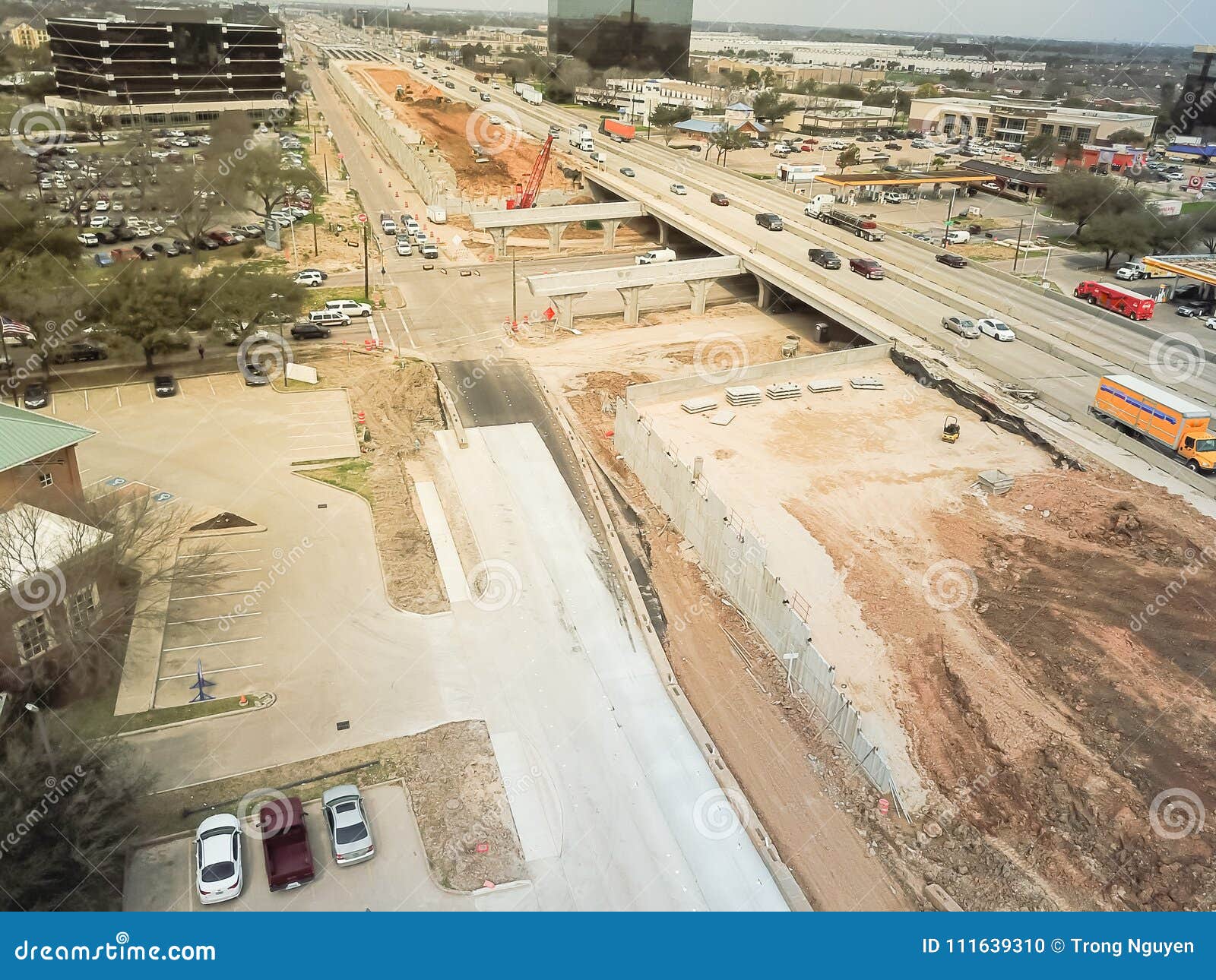 Construction of Elevated Highway in Progress in Houston, Texas, Stock ...