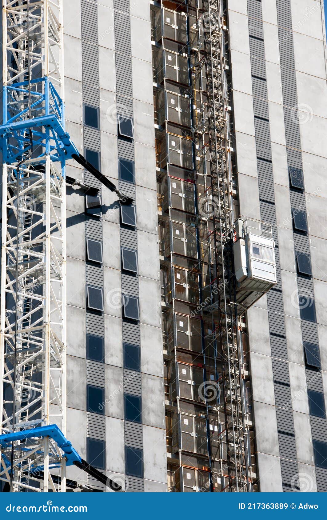 Construction Elevator stock image. Image of facade, lift - 217363889