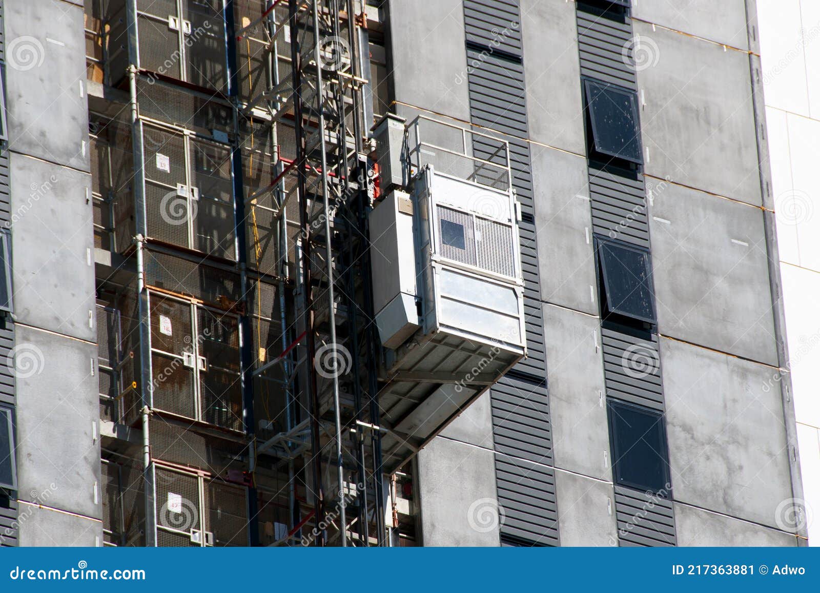 Construction Elevator Outside The Facade Of A Multi Storey Building ...