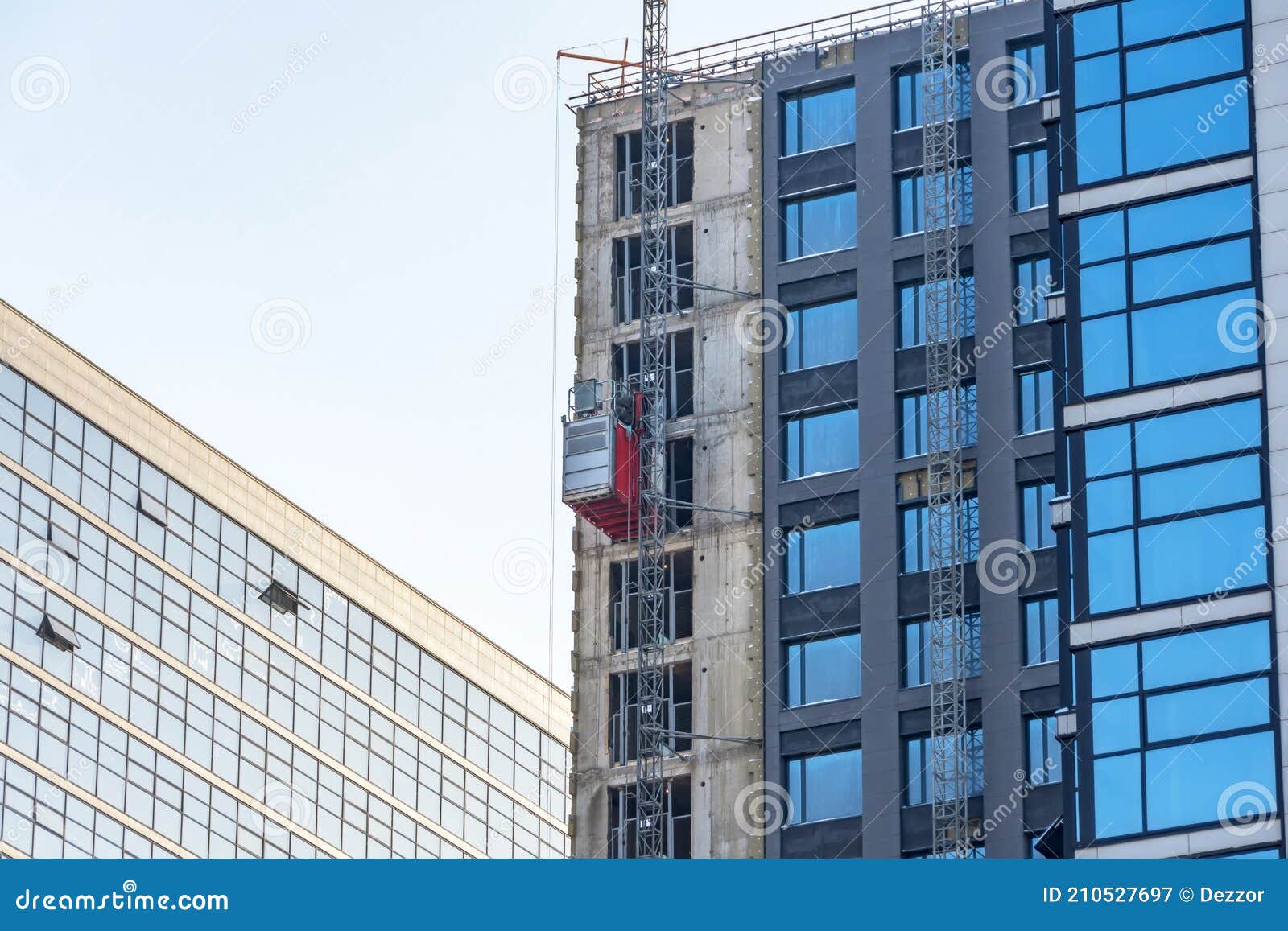 Construction Elevator Outside the Facade of a Multi-storey Building ...