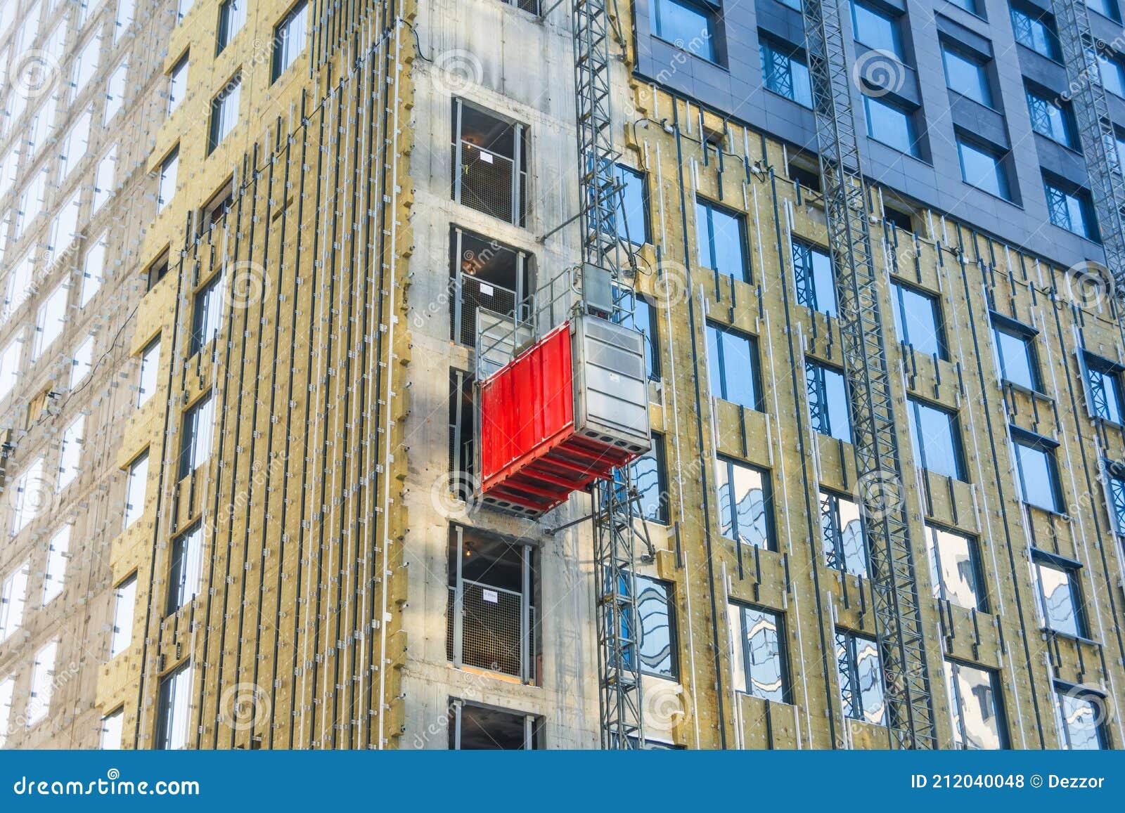 Construction Elevator Outside the Facade of a Multi-storey Building ...