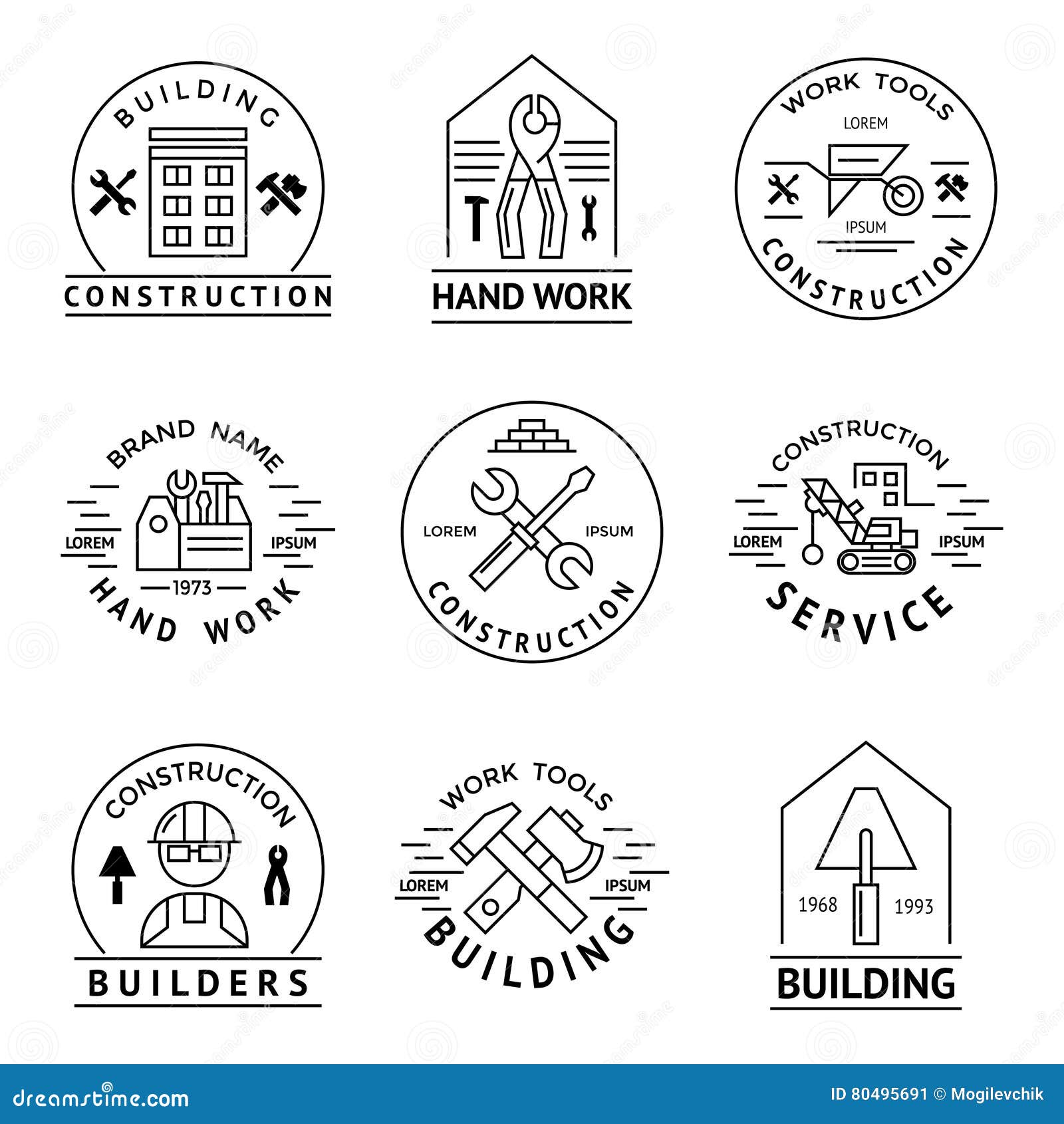 Construction Emblem Set stock vector. Illustration of city - 80495691