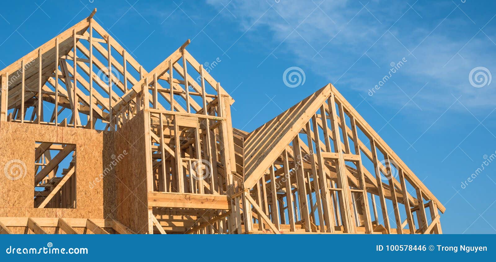 Construction En Bois En Gros Plan De Maison De Toit De Pignon Photo ...