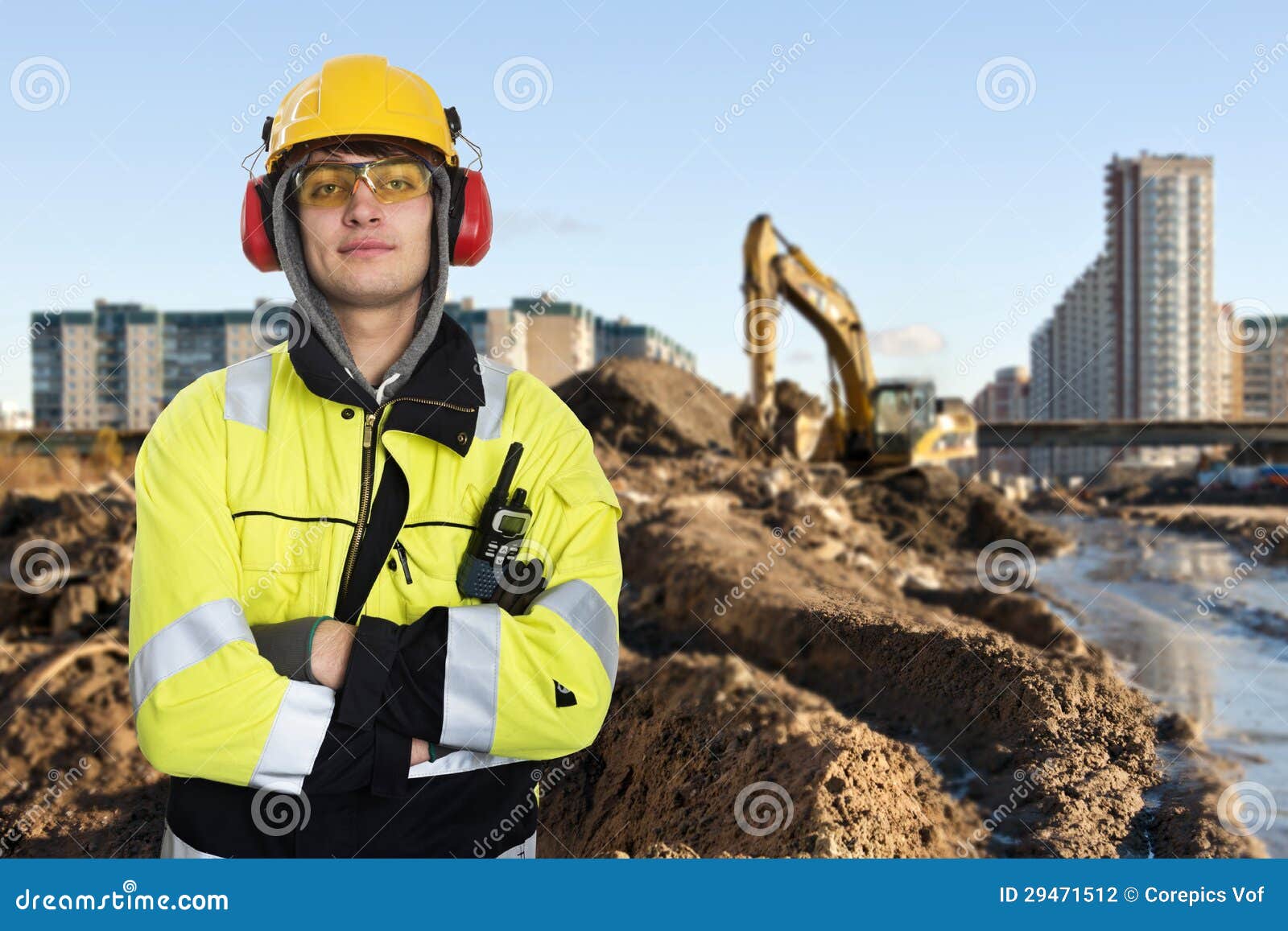 Construction engineer stock photo. Image of backhoe, safety - 29471512