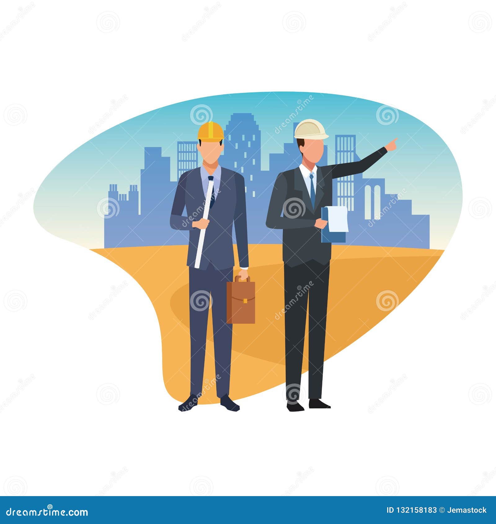 Construction Engineer and Architec Avatar Stock Vector - Illustration ...
