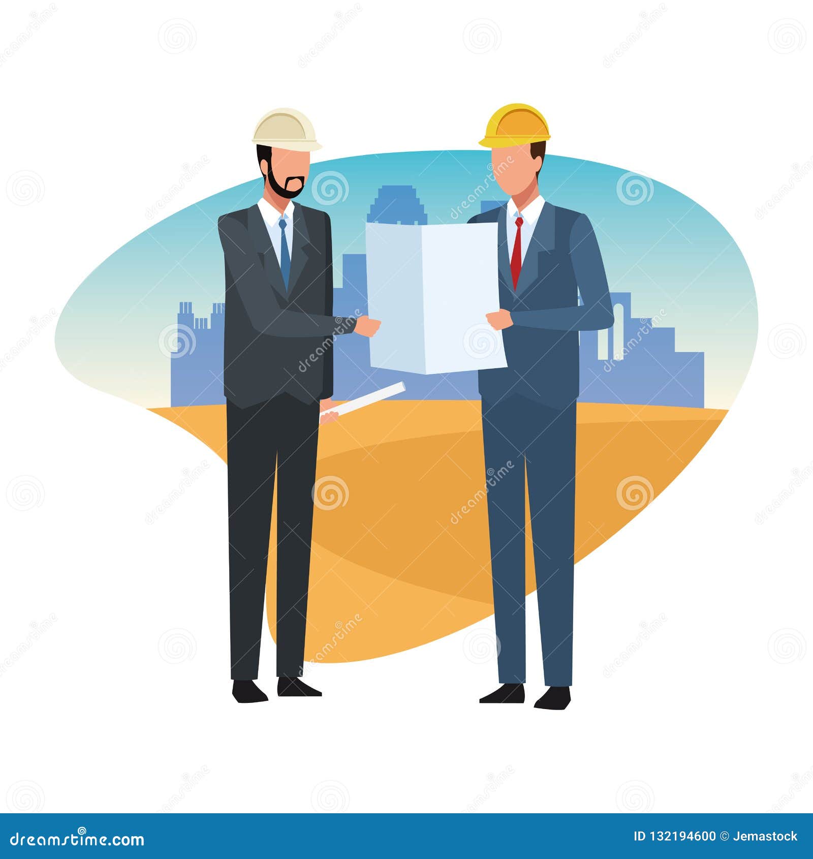 Construction Engineer and Architec Avatar Stock Vector - Illustration ...